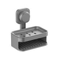 Grey Wall Mount Soap Dish With Suction Cups No Drill Double Layer Drain ...