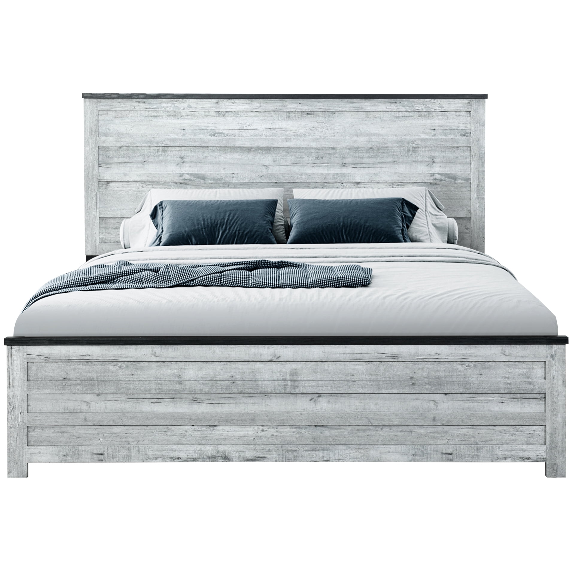Grey Wash King Bed With A Washed Feature - Solid Wood + Size Rustic ...