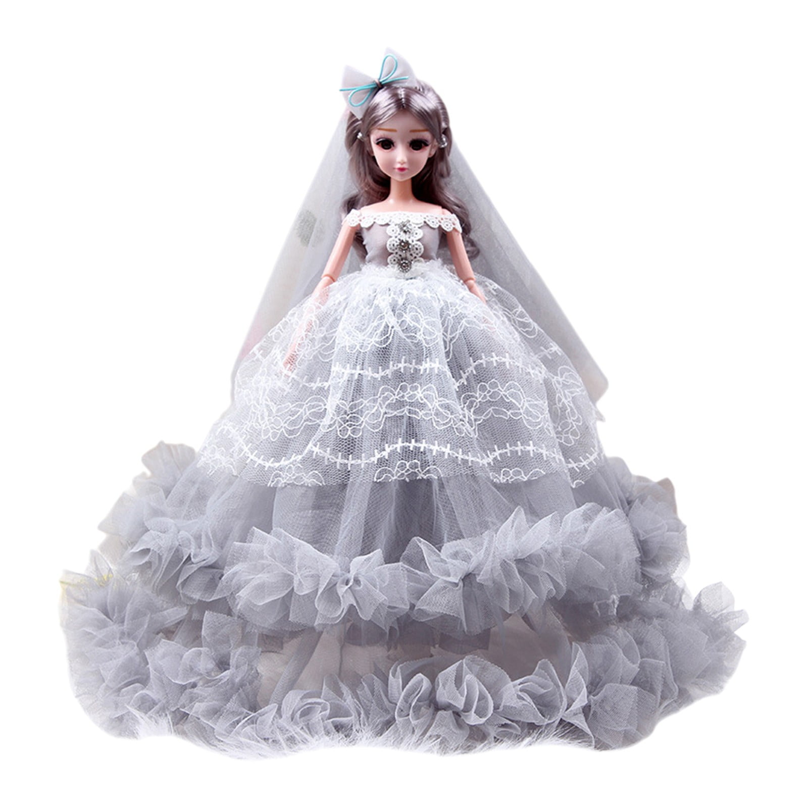 Grey Wedding Dress Princess Doll Toy Gift Box For Little Girls ...