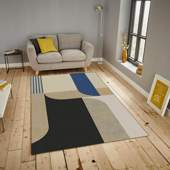 Grey and White Art Area Rugs, Simple Custom Large Carpet, Doormat Clear ...