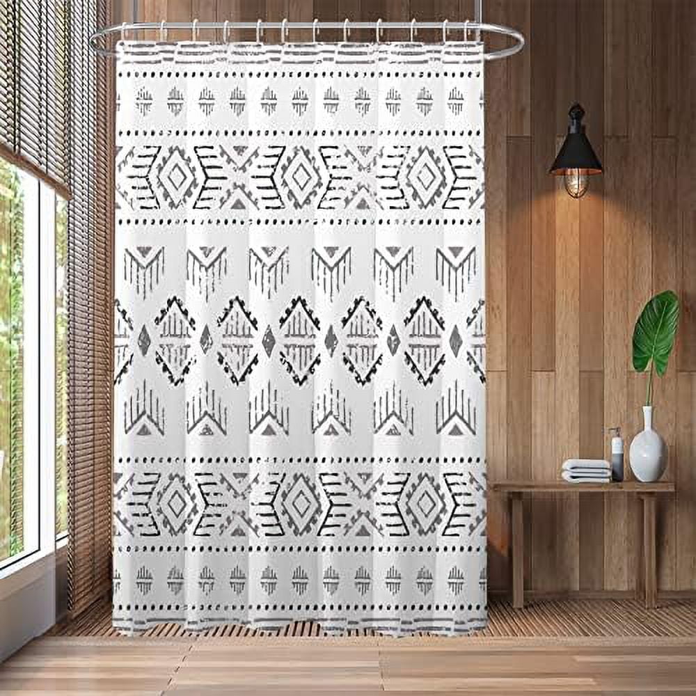 Grey White Bobo Shower Curtain Modern Farmhouse Bathroom Shower