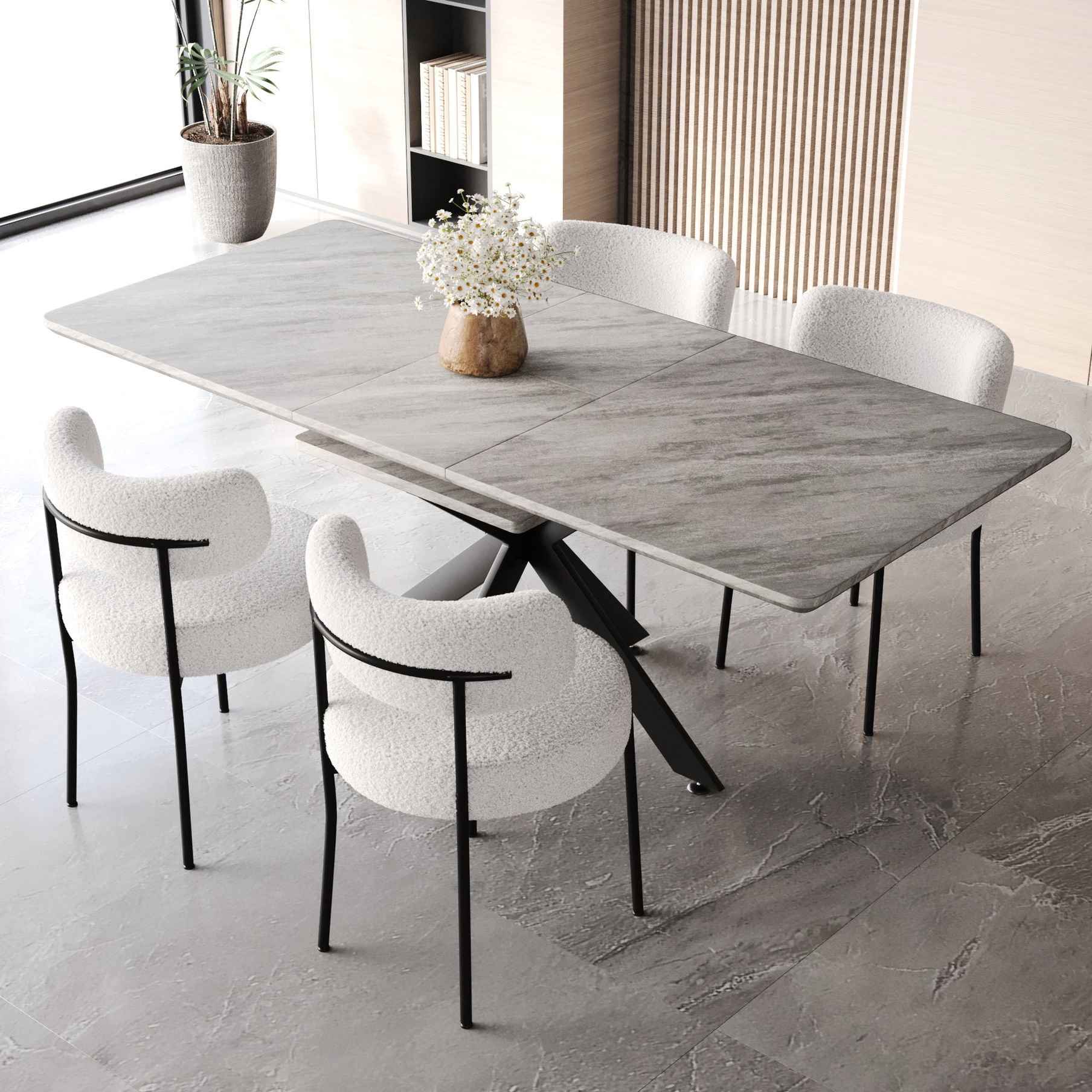 Grey + White Finish - Expandable Table Set - For Family Gatherings ...