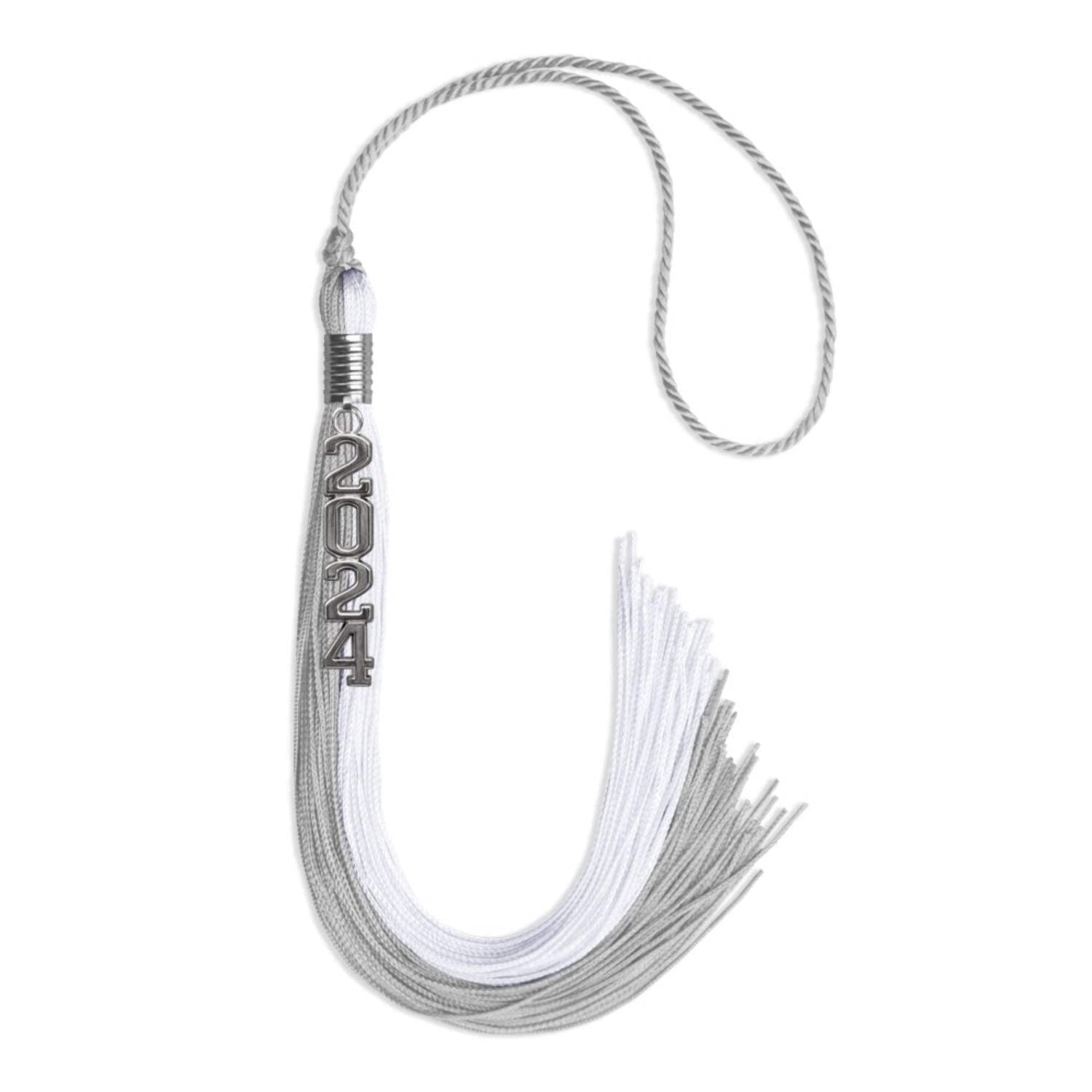 Endea Graduation Grey/White Graduation Tassel with Silver Stacked Date ...