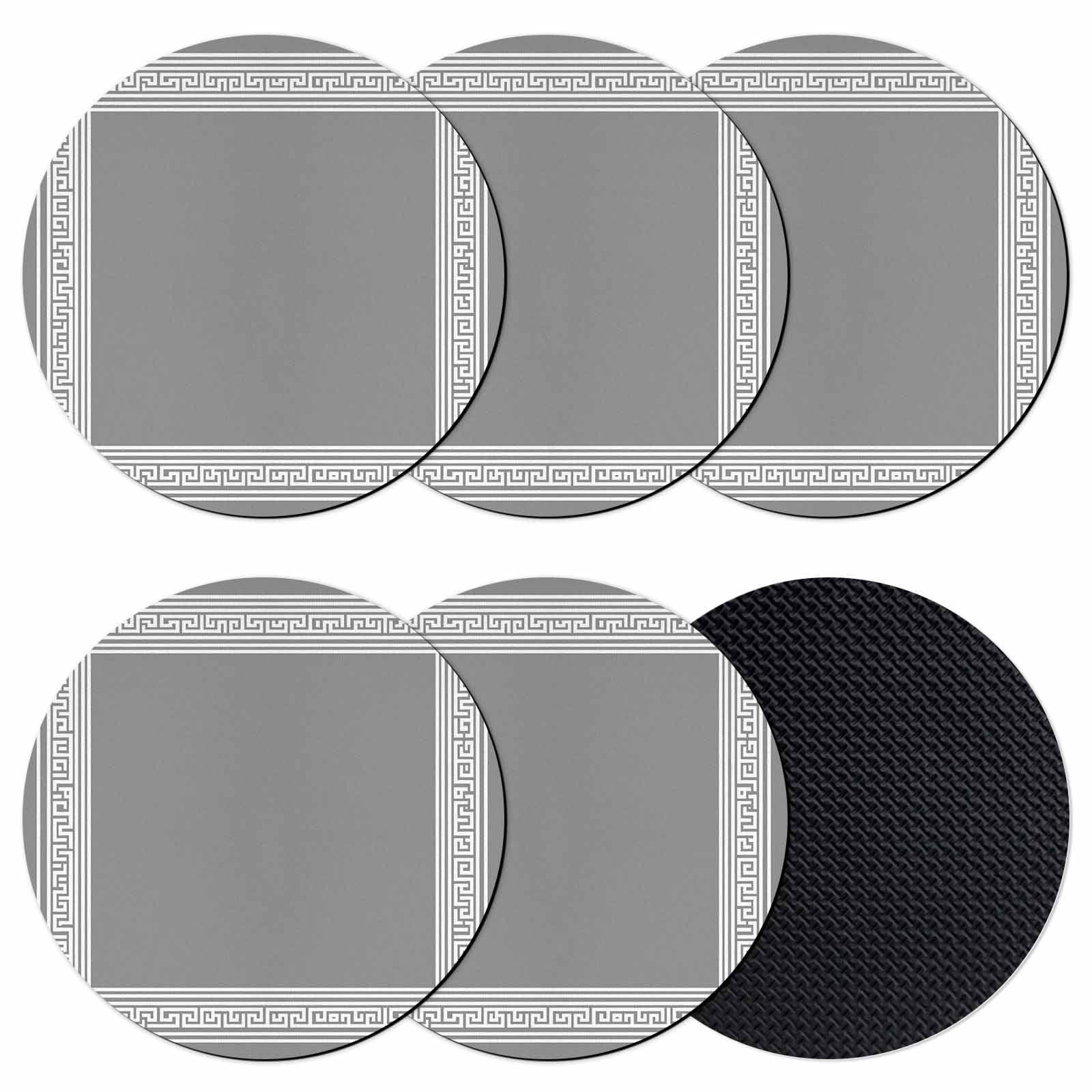 Grey White Greek Key Pattern Coasters for Drinks,Absorbent Non Slip ...