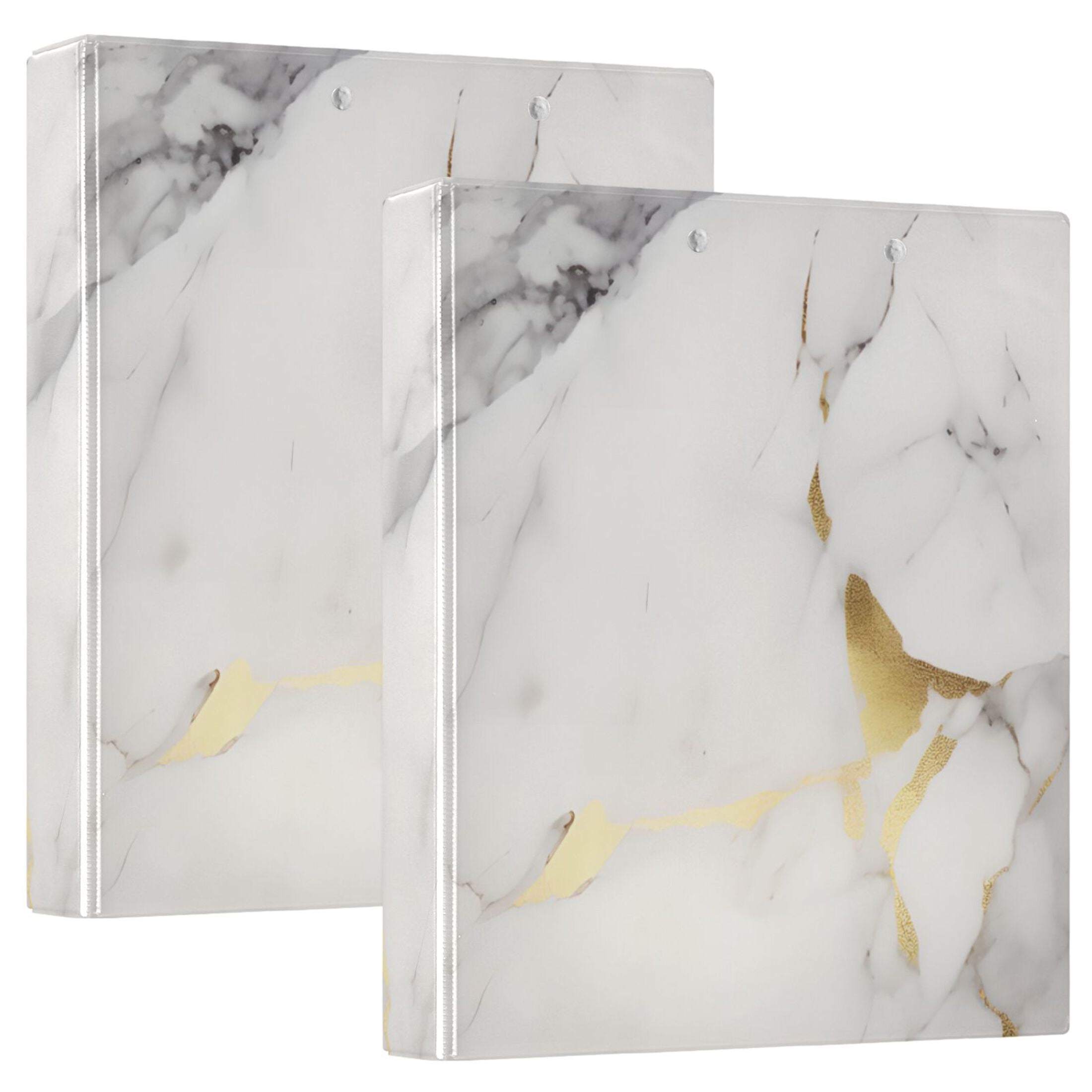 Grey White Marble 3 Ring Hardcover Binders 1.5" Round Rings for Letter ...
