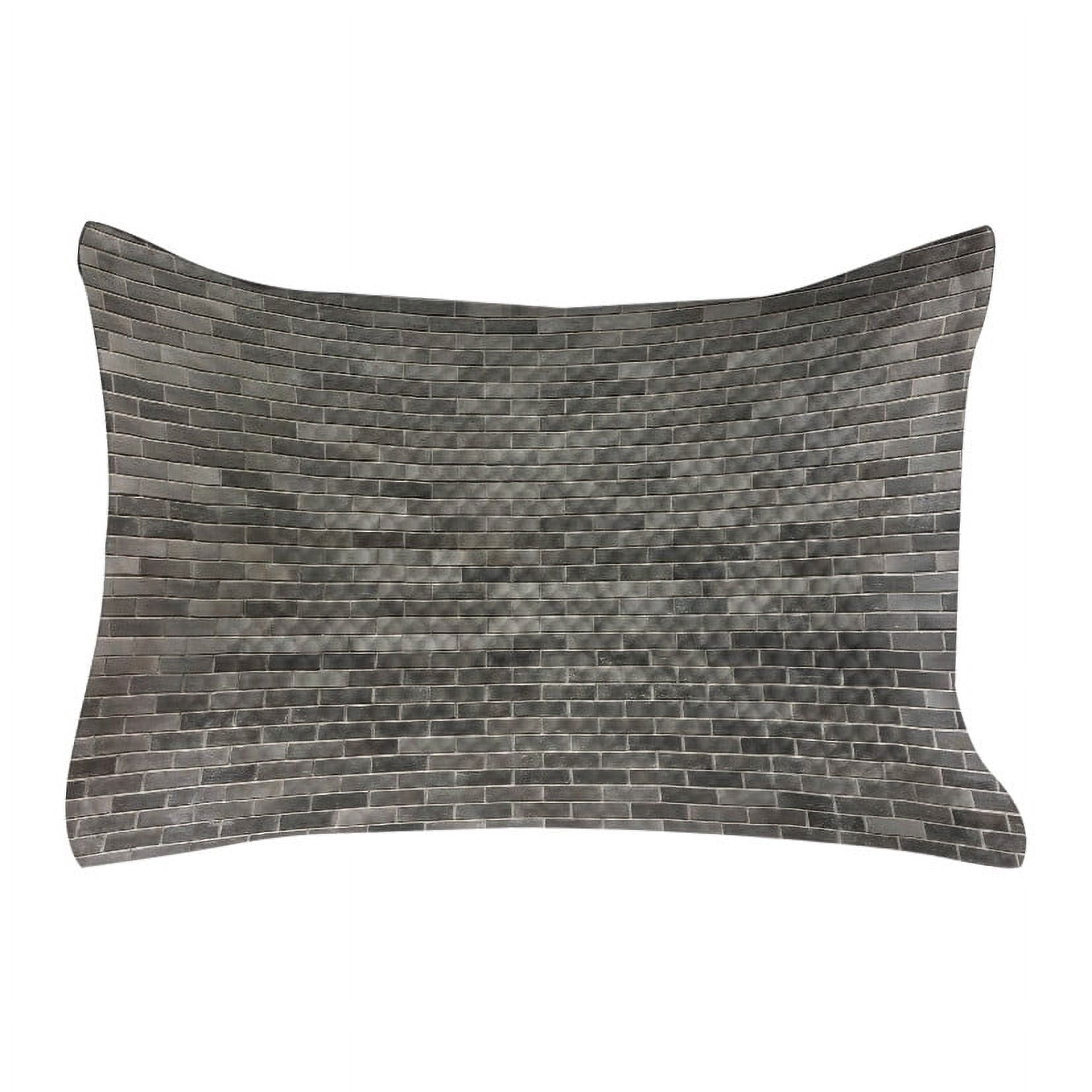 Grey and White Quilted Pillowcover, Modern Brick Wall Tiles Urban ...