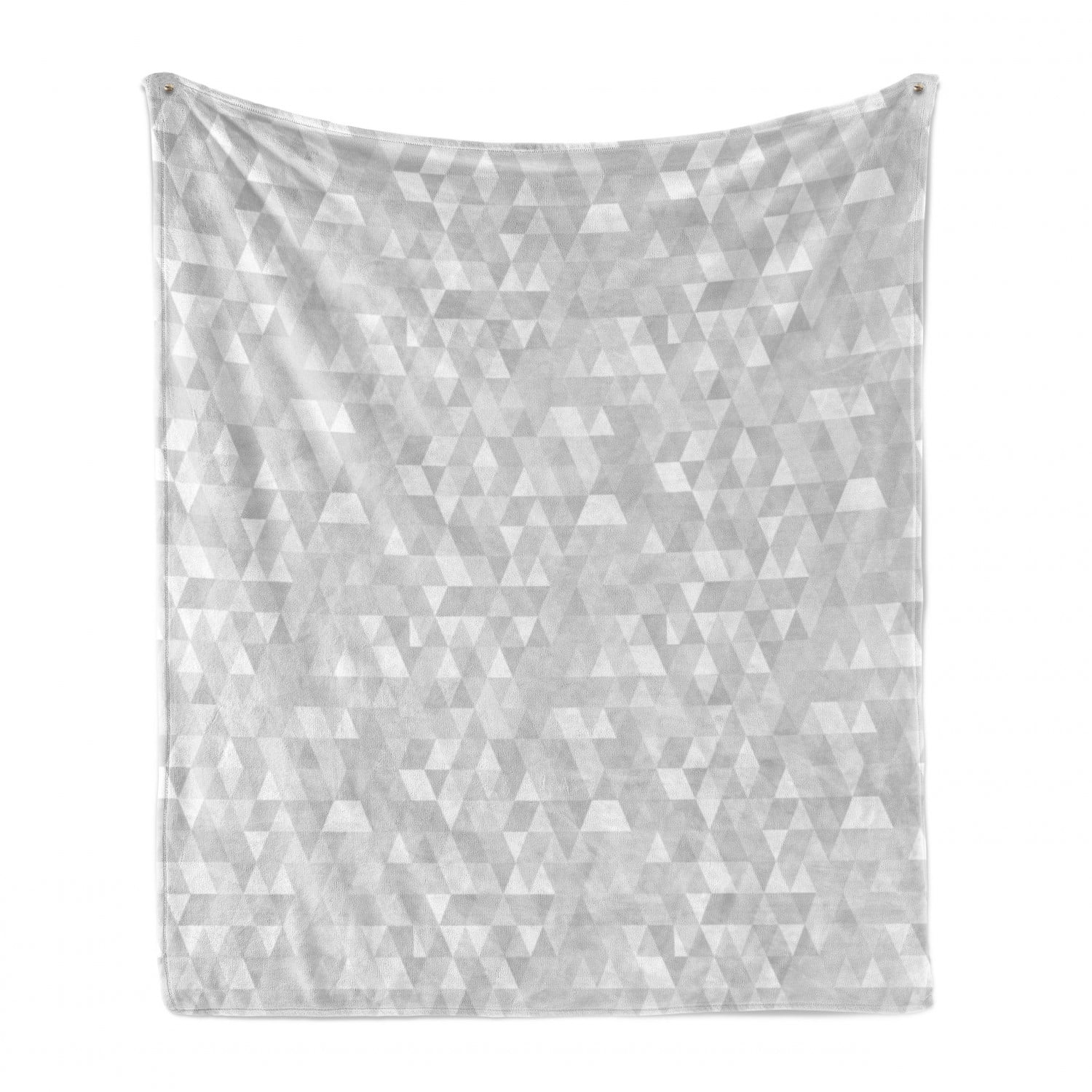 Grey and White Soft Flannel Fleece Blanket, Pattern with Triangles ...