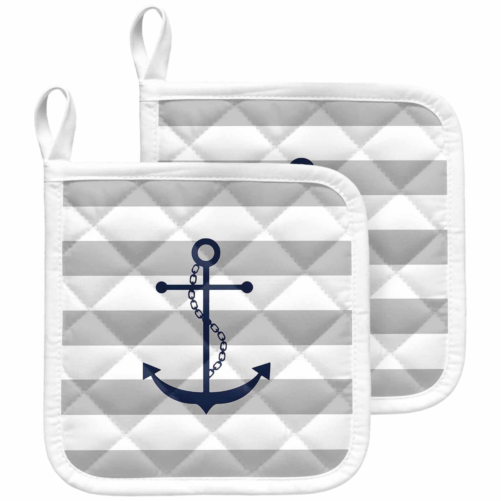 Grey White Striped Pot Holders for Kitchen Heatproof Potholder, 2 Pack ...
