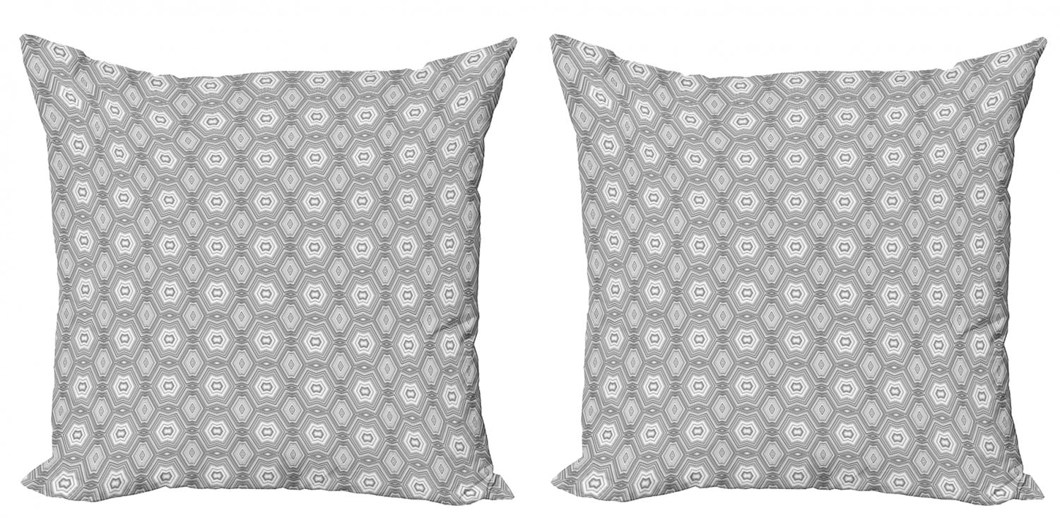 Ambesonne Grey Throw Pillow Cover 2 Pack, Greyscale Abstract Forms Art ...
