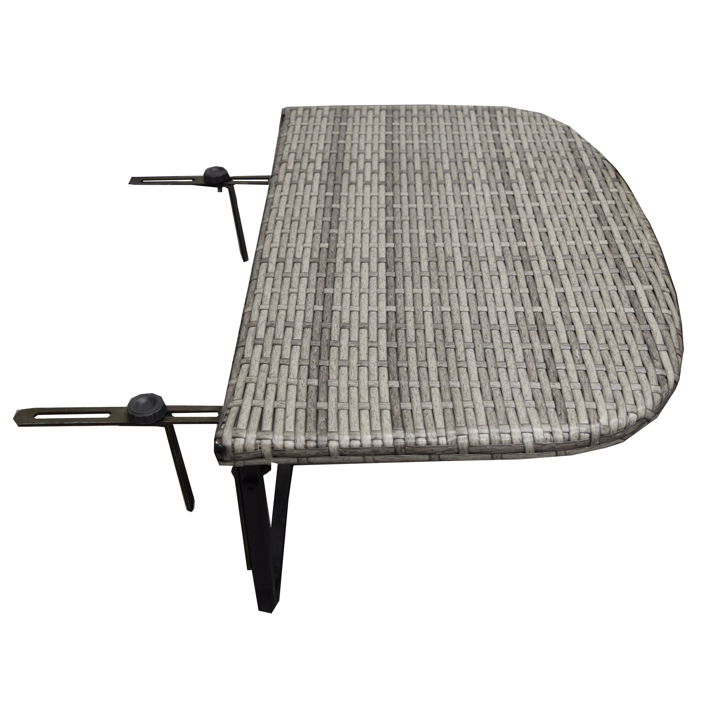 Grey Wicker Foldable Patio Balcony Table with Adjustable Clamps ...