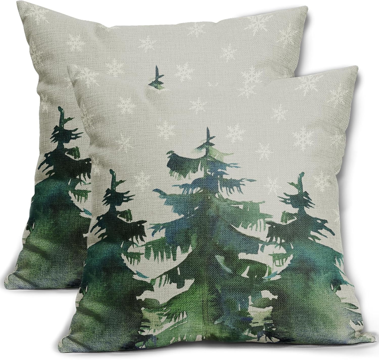 Grey Winter Pillow Covers 16x16 Set of 2 Christmas Tree Blue Green ...