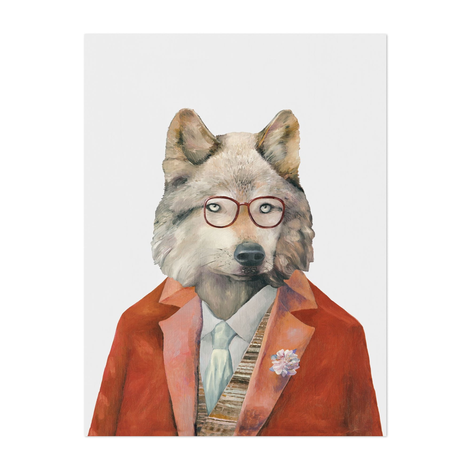 Grey Wolf - Animal Watercolor Illustration Whimsical Modern Art Fashion ...