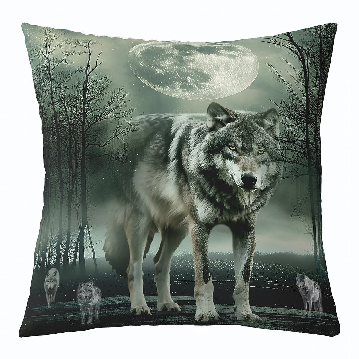 Grey Wolf Cushion Cover 18x18 Inch For Teens Boys 3D Wolf Pillow Cover ...
