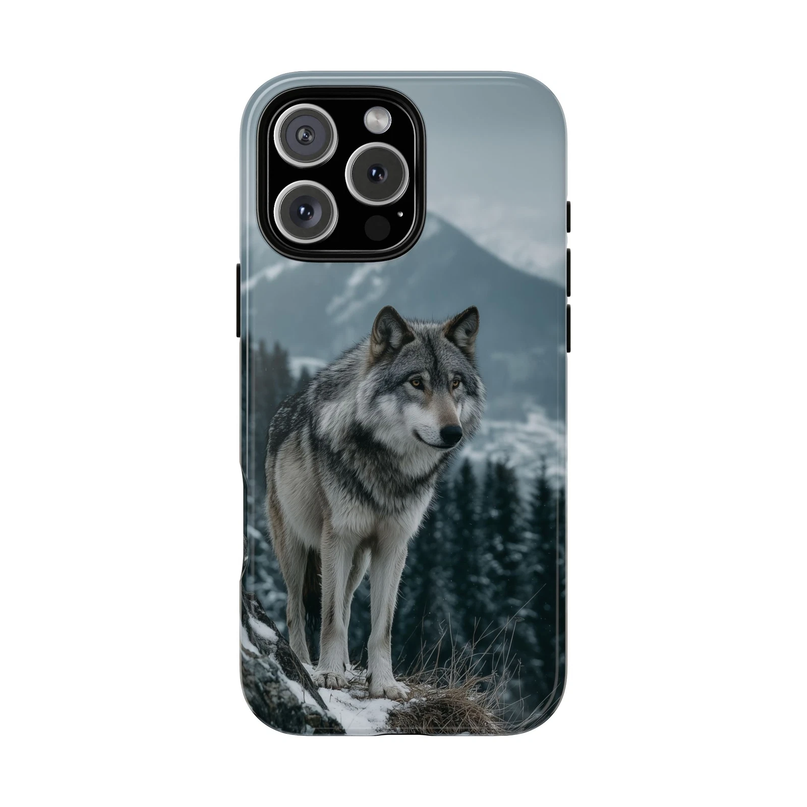 Grey Wolf Mountain Forest Landscape Phone Case for iPhone 17 to 11 Pro ...