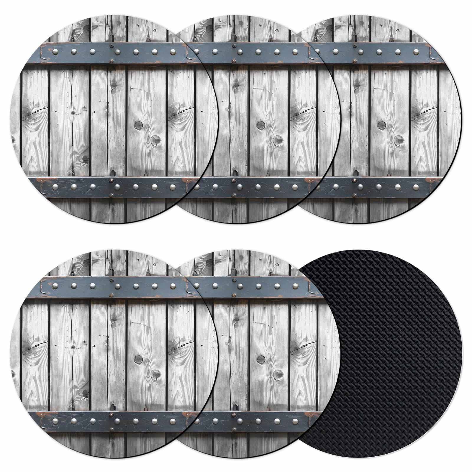 Grey Wood Grain Coasters Set of 6, Country Vintage Barn Door Rustic ...