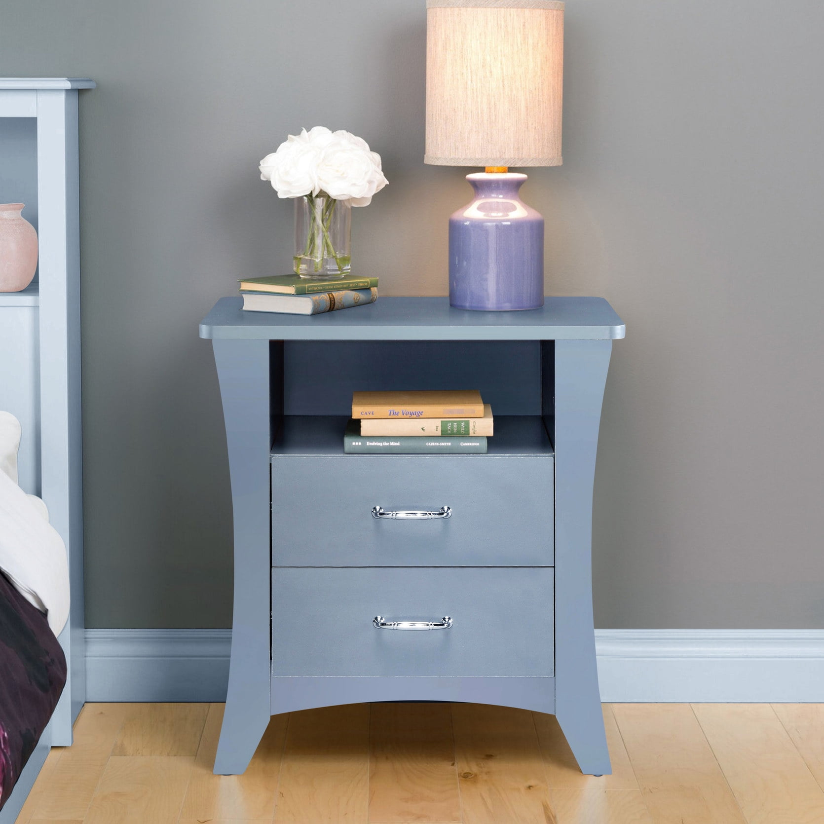Grey Wood Nightstand / Functional Bedroom Storage with Safety Features ...
