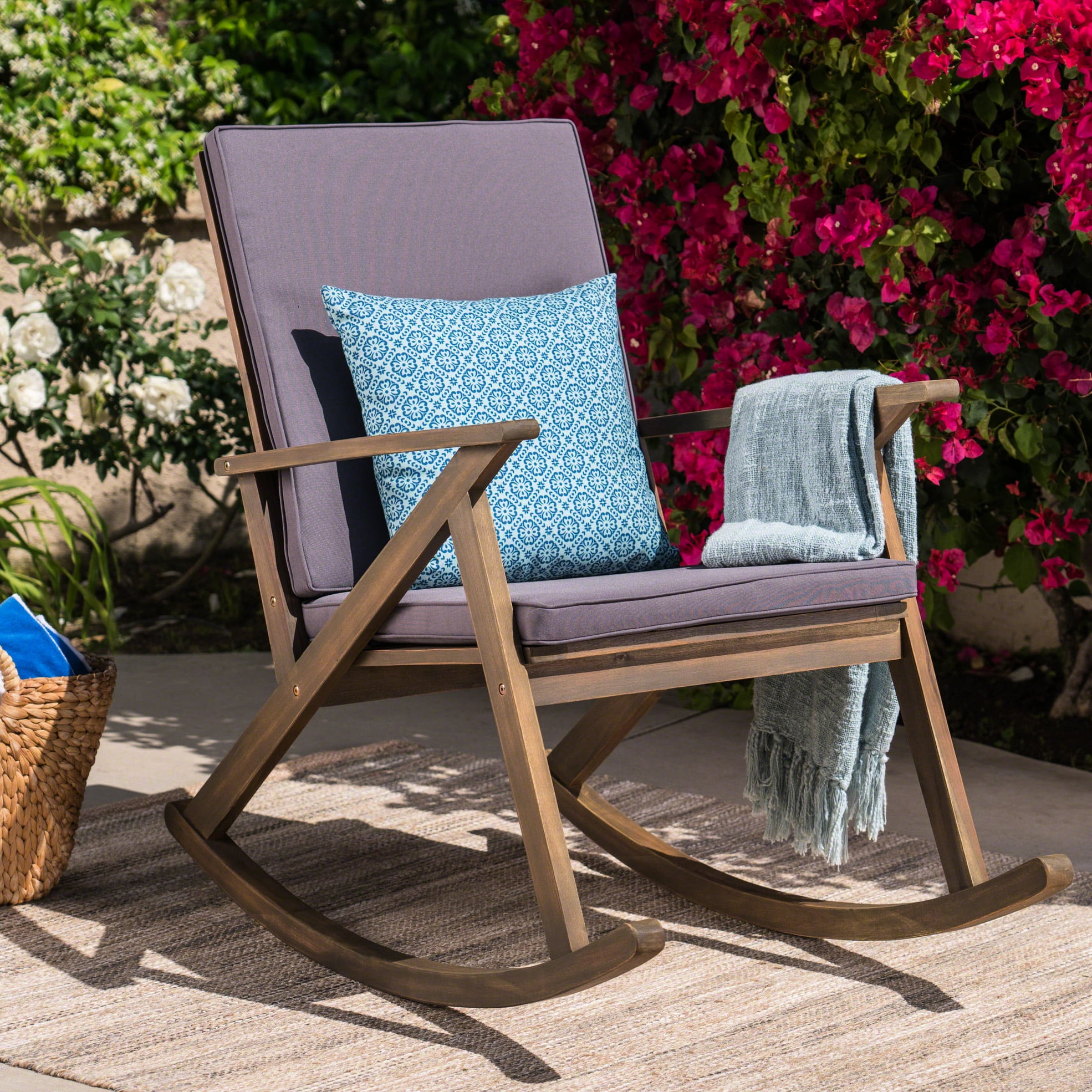 Grey Wood Rocking Seat - Offers A Relaxing Seating Experience Chair In ...