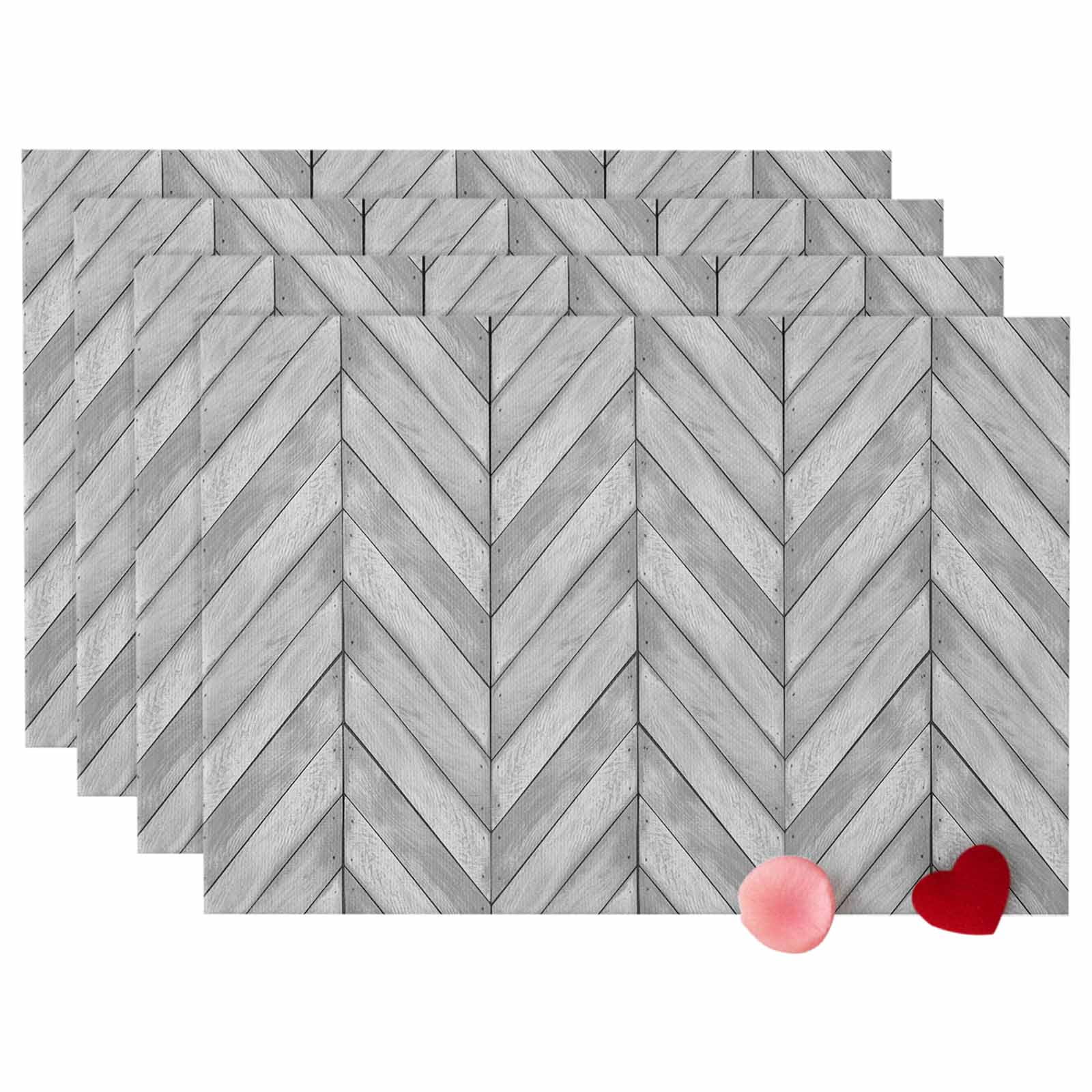 Grey Wooden Board Placemats Set of 4, Farm Retro Art Grey Wood Plank ...
