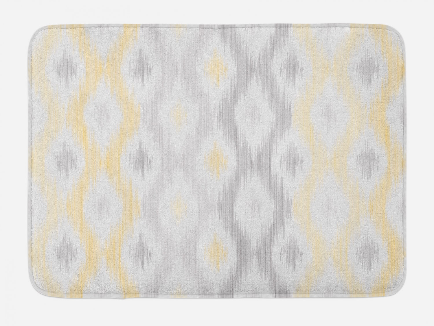 Grey and Yellow Bath Mat, Sketchy Hand Drawn Abstract Chain Like Ethnic ...