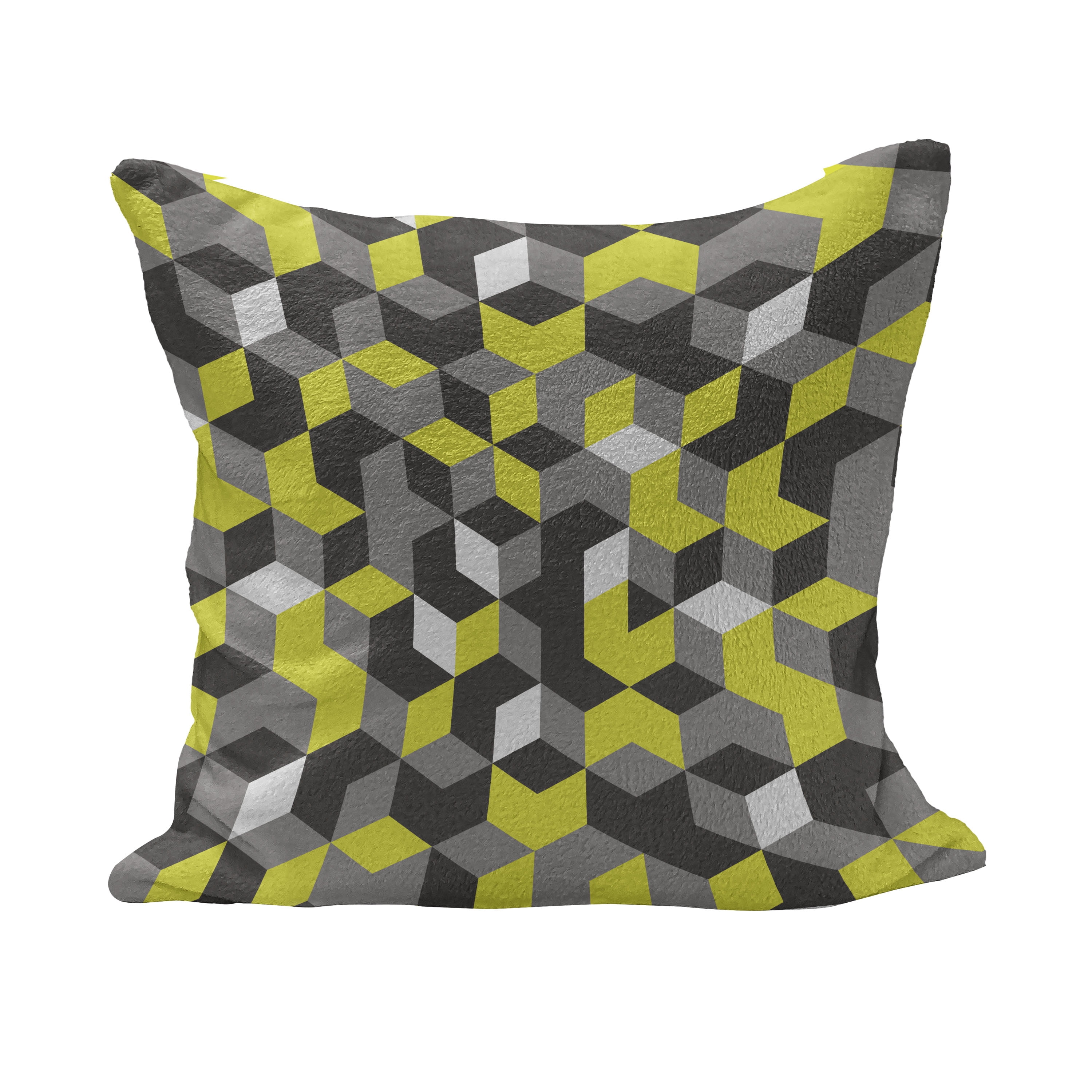 Grey and Yellow Fluffy Throw Pillow Cushion Cover, 3D Print Inspired ...