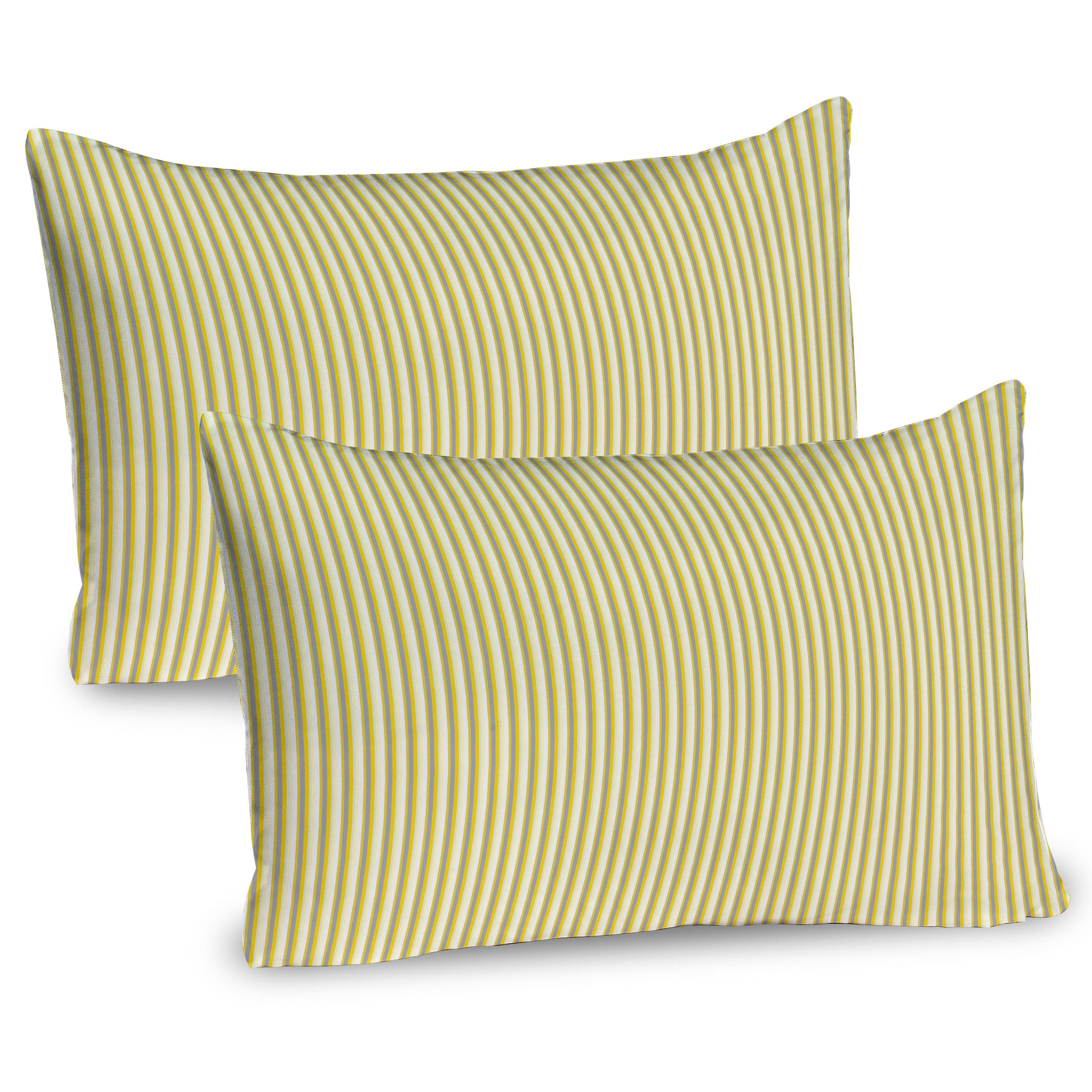 Grey and Yellow Pillow Sham Set of 2, Circus Tent Inspired Vintage ...