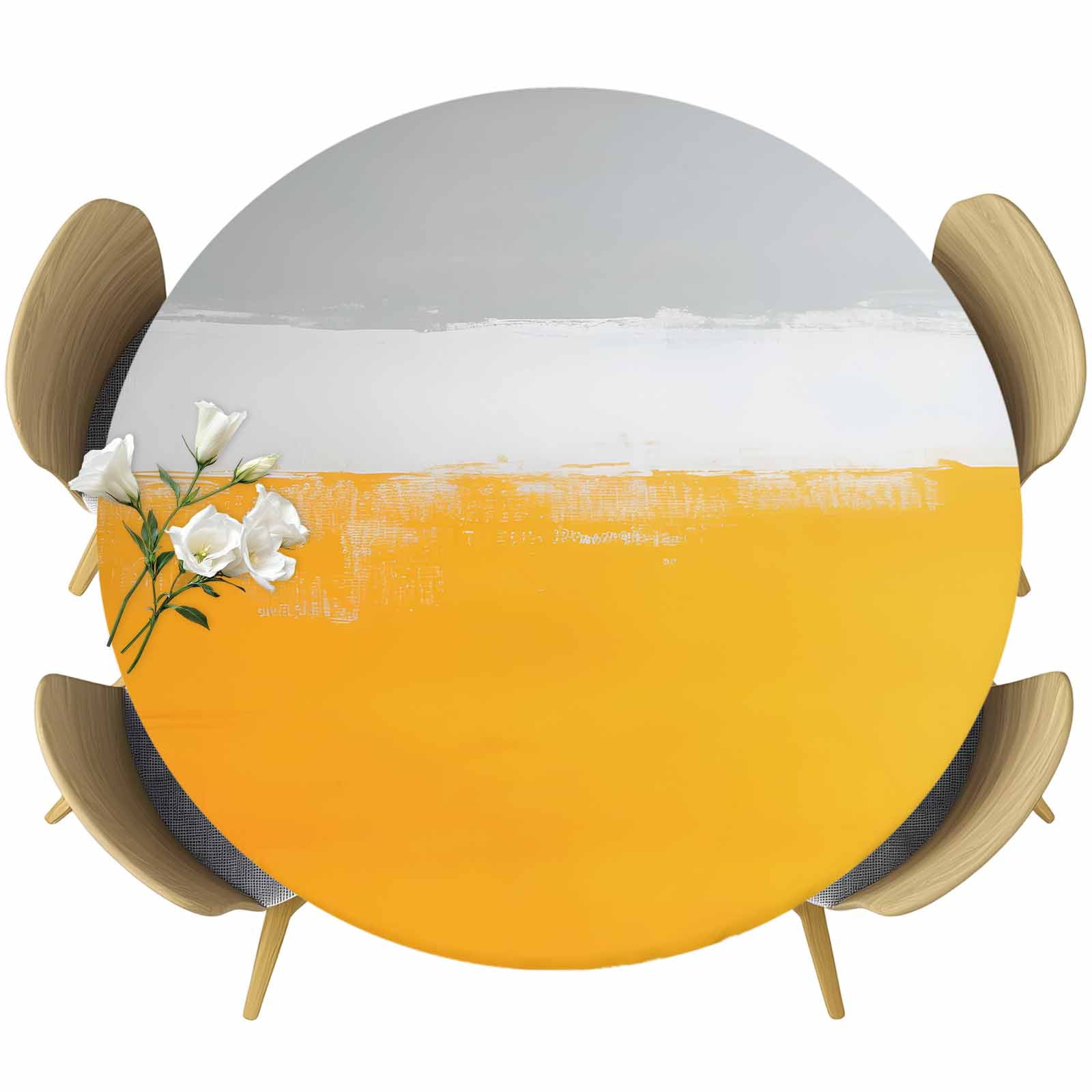 Grey Yellow Round Tablecloth 36-44 Inch Round Fitted Table Cloth with ...