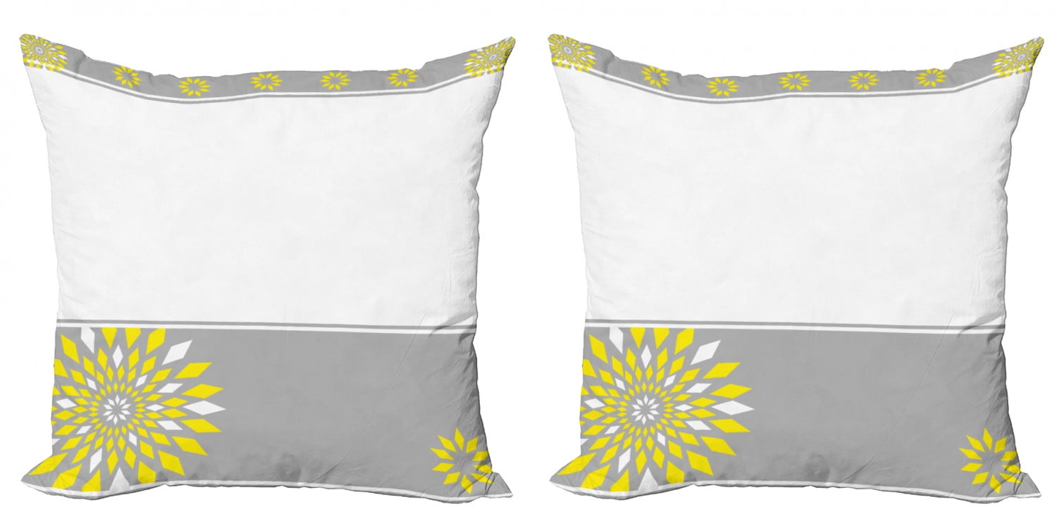 Ambesonne Geometric Throw Pillow Cover 2 Pack, Border with Flowers, 20 ...