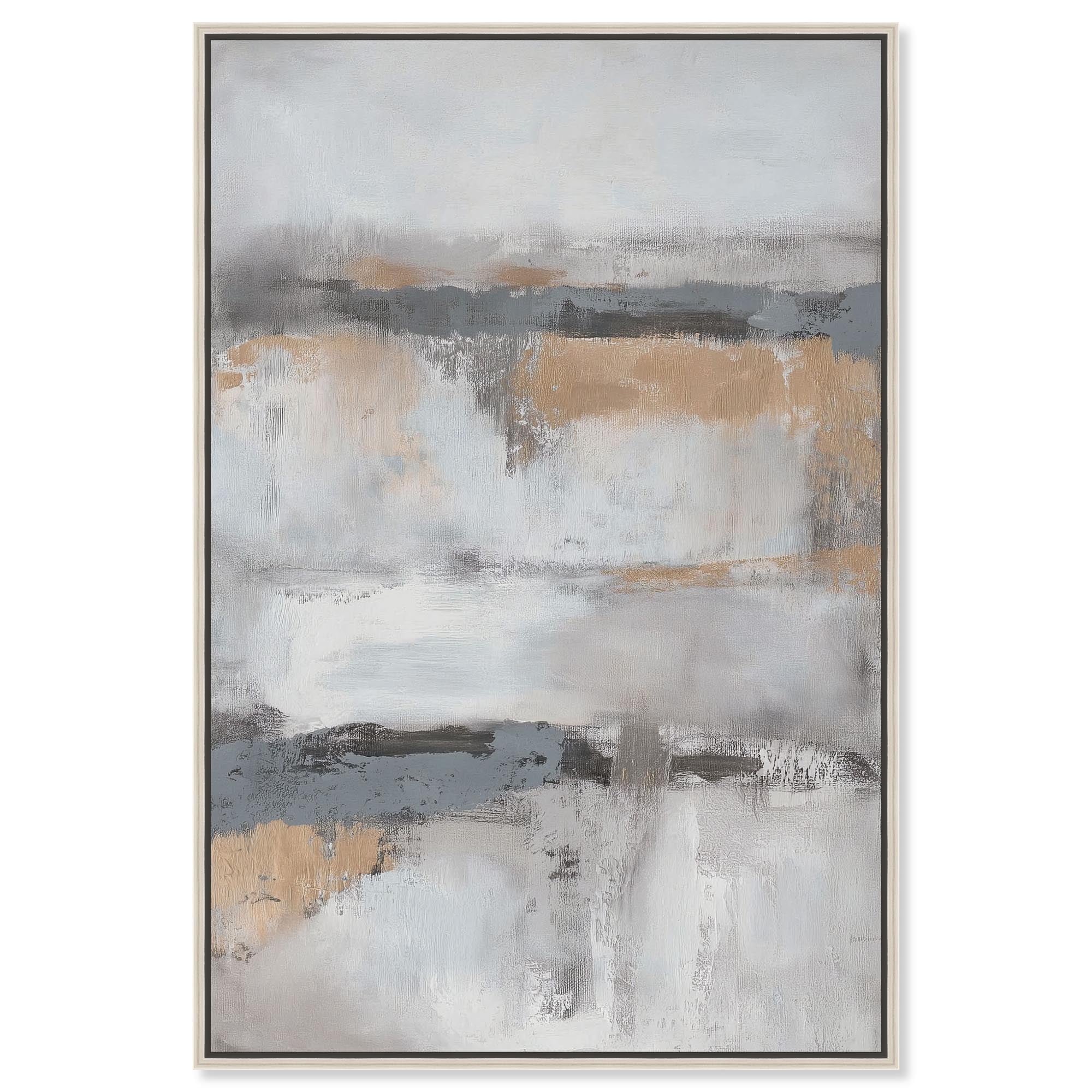 Grey and Beige Canvas Print Modern Wall Decor by Art Remedy, Silver ...