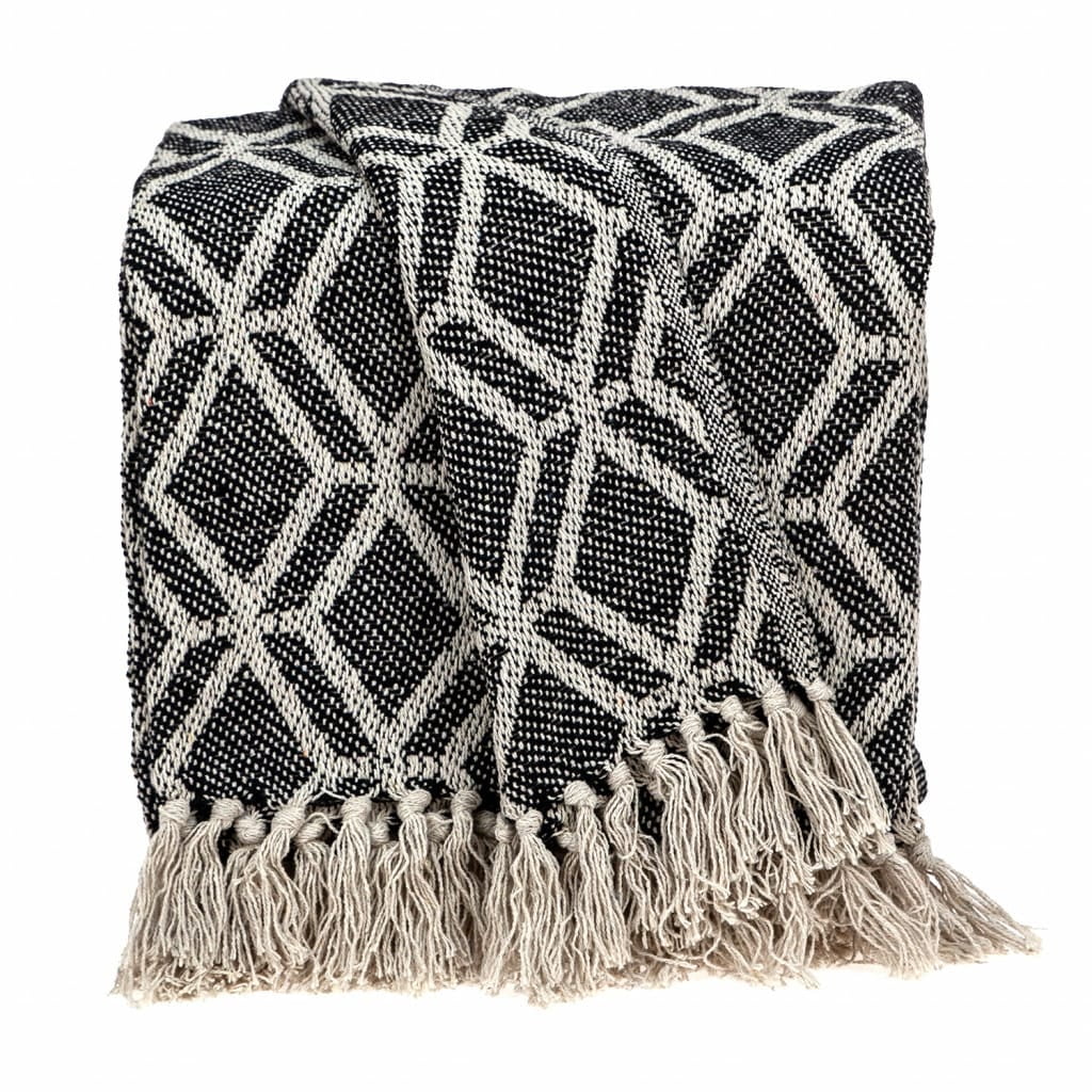Grey and Beige Handloom Geometric Woven Throw Blanket - Walmart.com