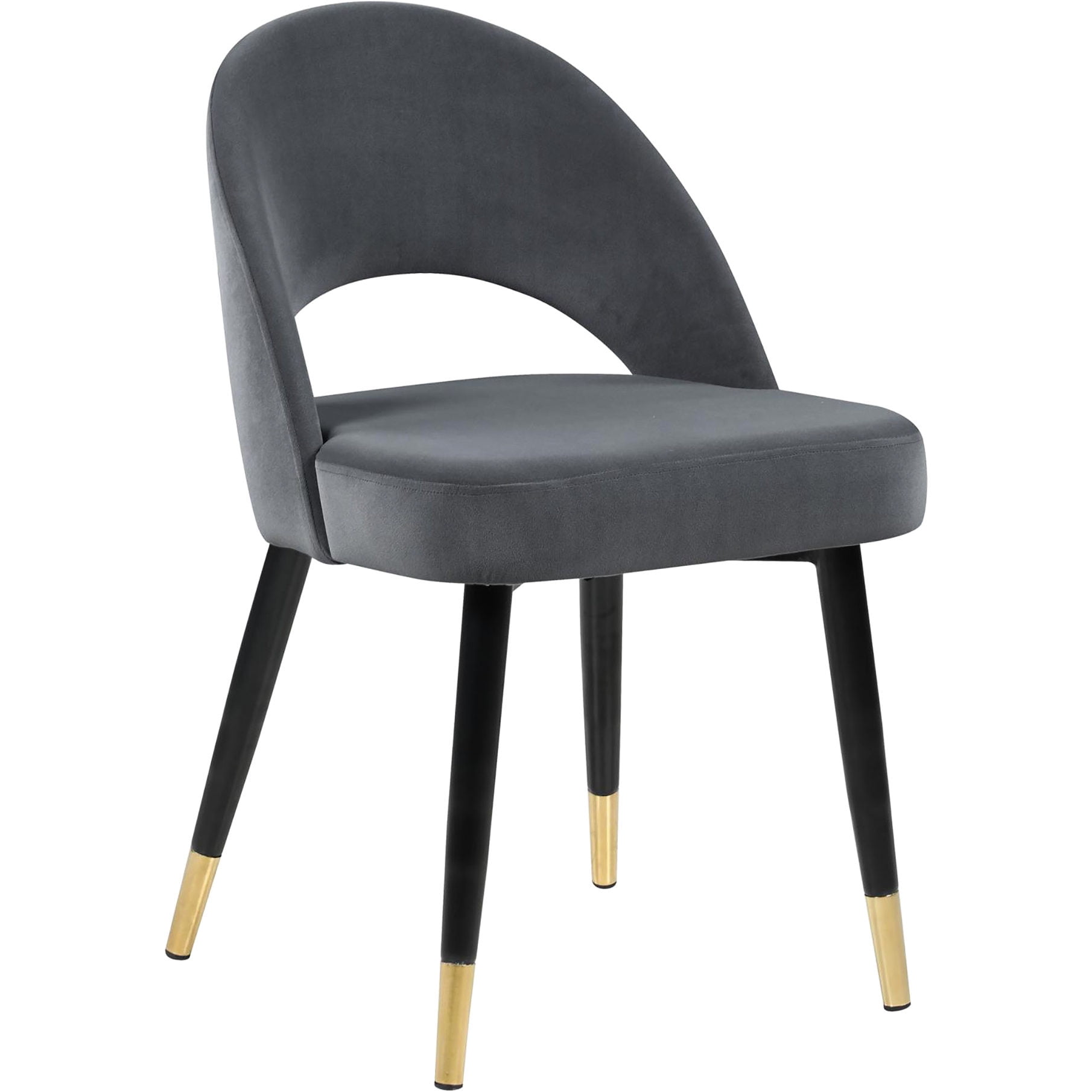 Grey and Black Arched Back Side Chairs, Angled Legs with Gold Tips, Set ...