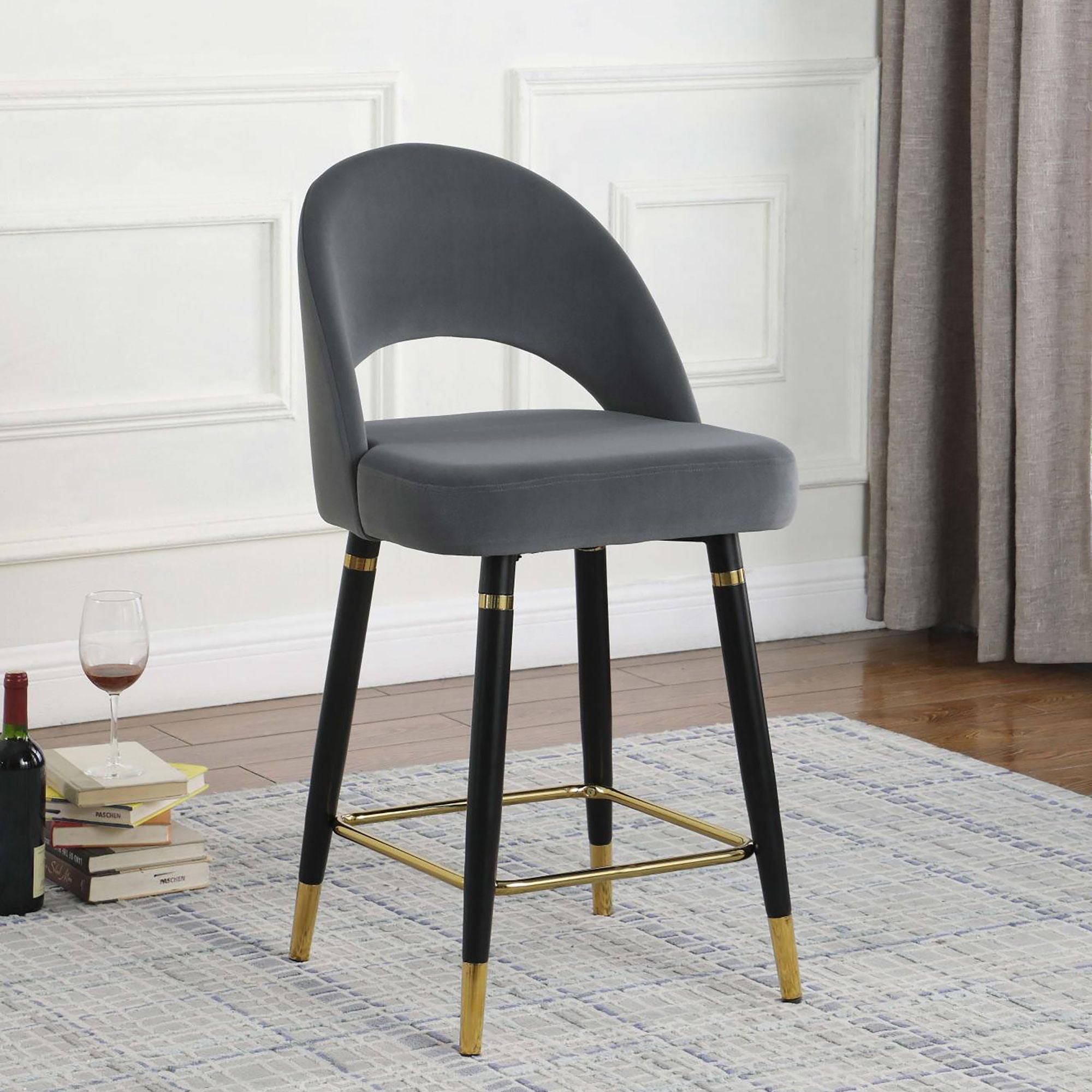 Grey and Black Open Back Counter Height Stools (Set of 2) - Walmart.com