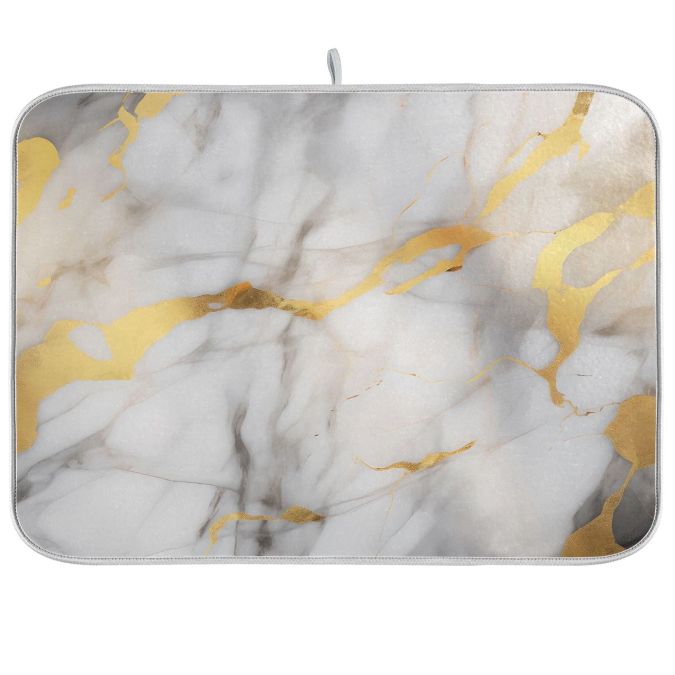 Grey and Gold Marble Dish Drying Mat Microfiber Kitchen Pad Large ...
