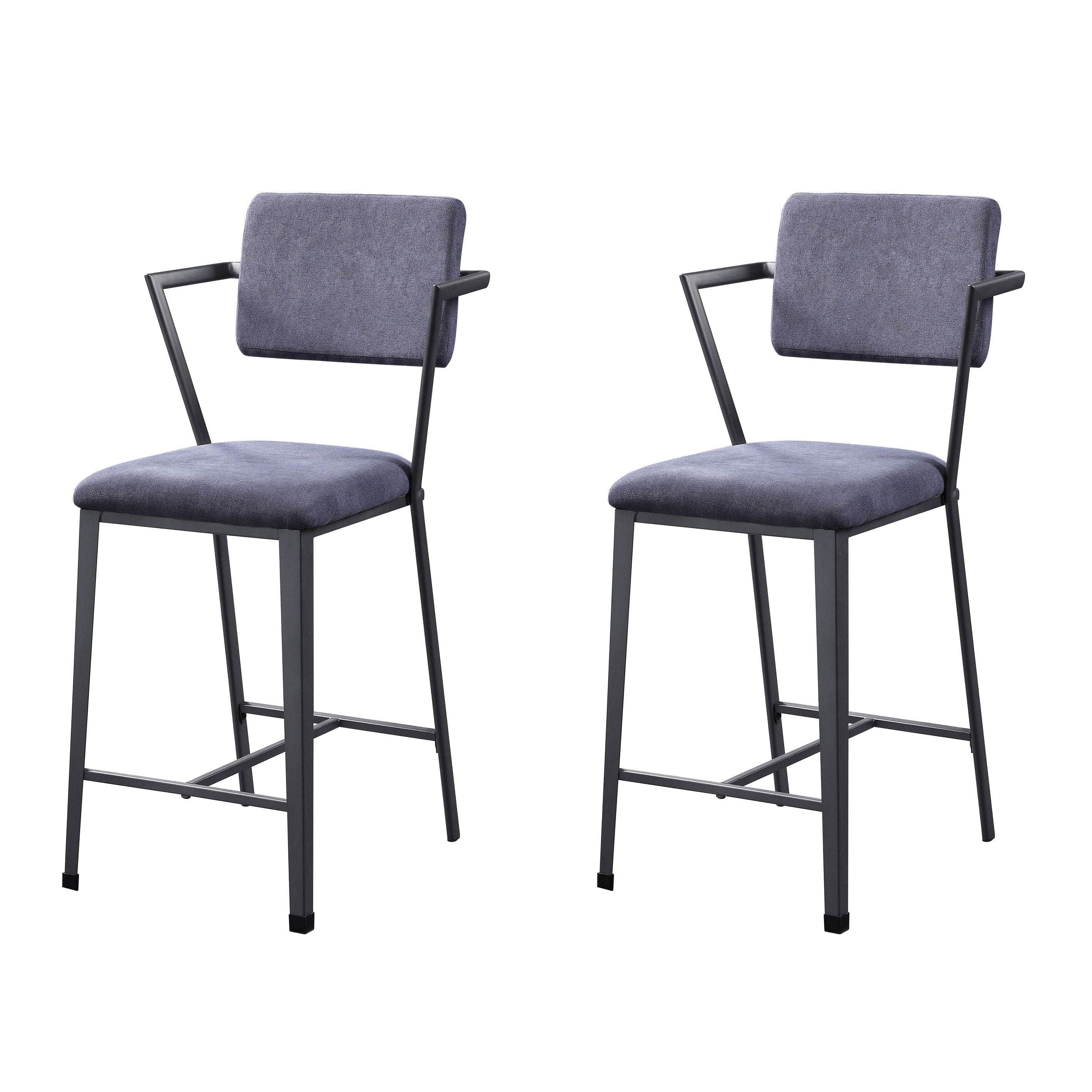 Grey and Gunmetal Open Back Counter Height Chairs (Set of 2) - Walmart.com