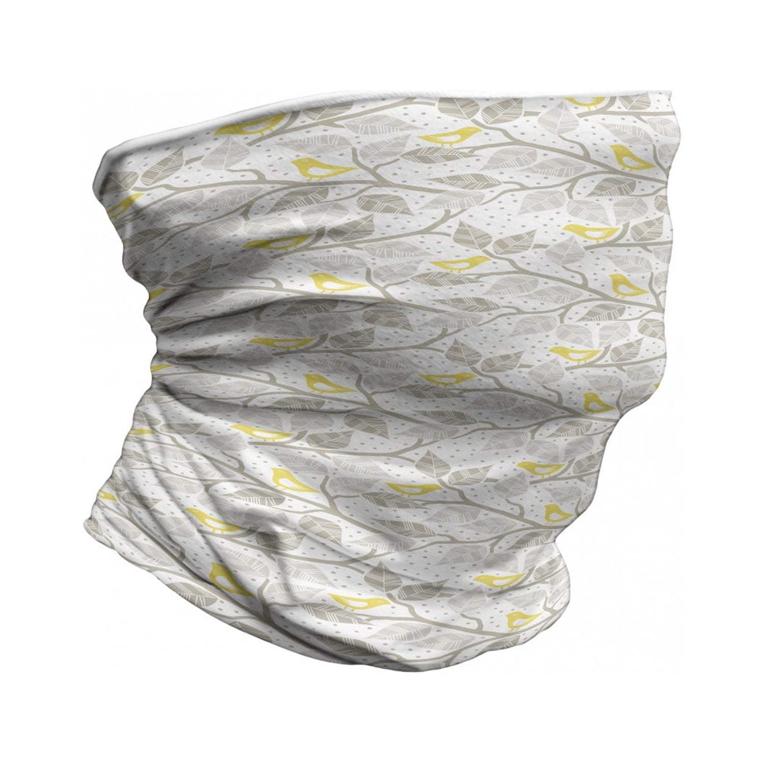 Grey and Yellow Neck Gaiter, Tree and Birds, Unisex, Grey Yellow and ...