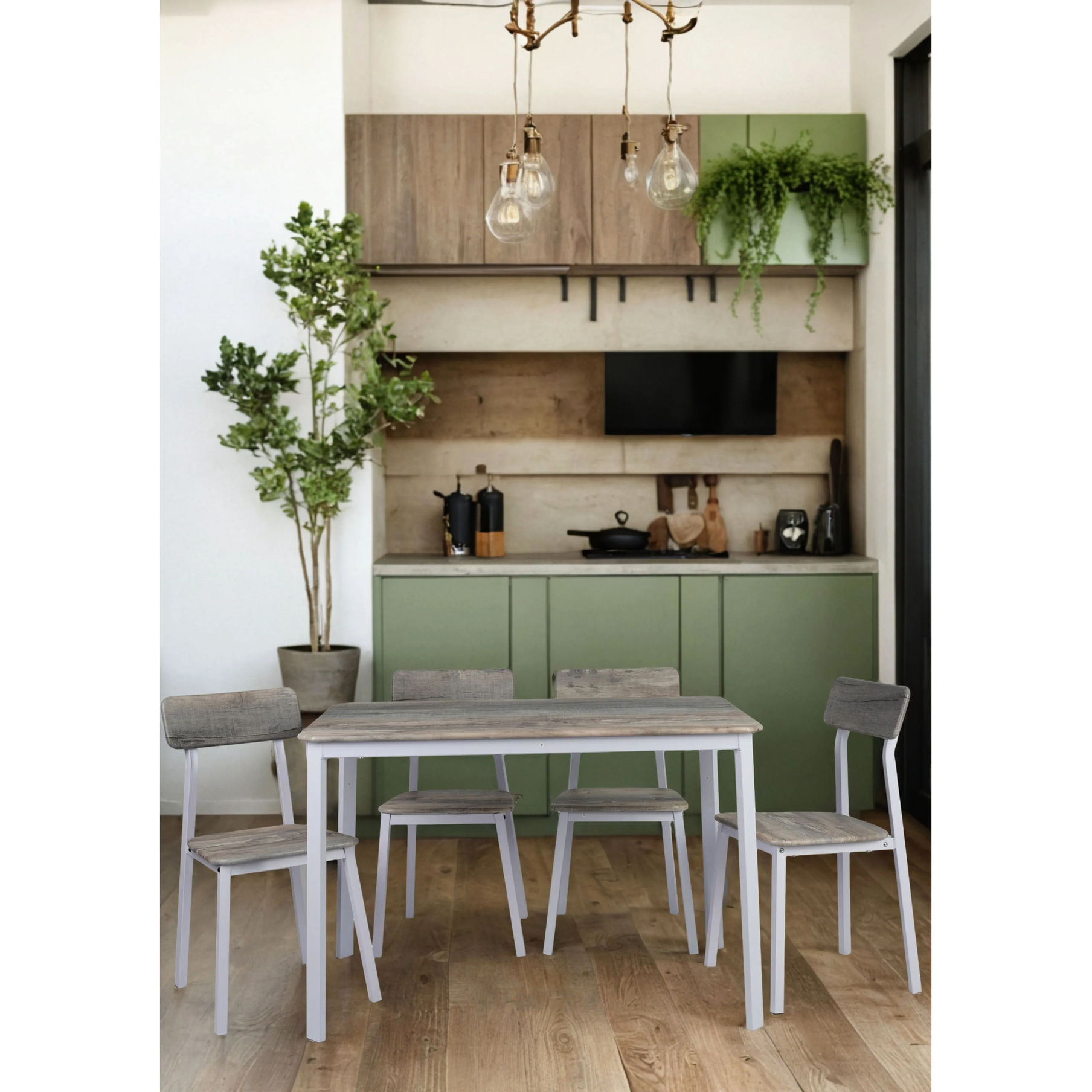 Grey and white combo - Back - supported chairs and easy storage ...