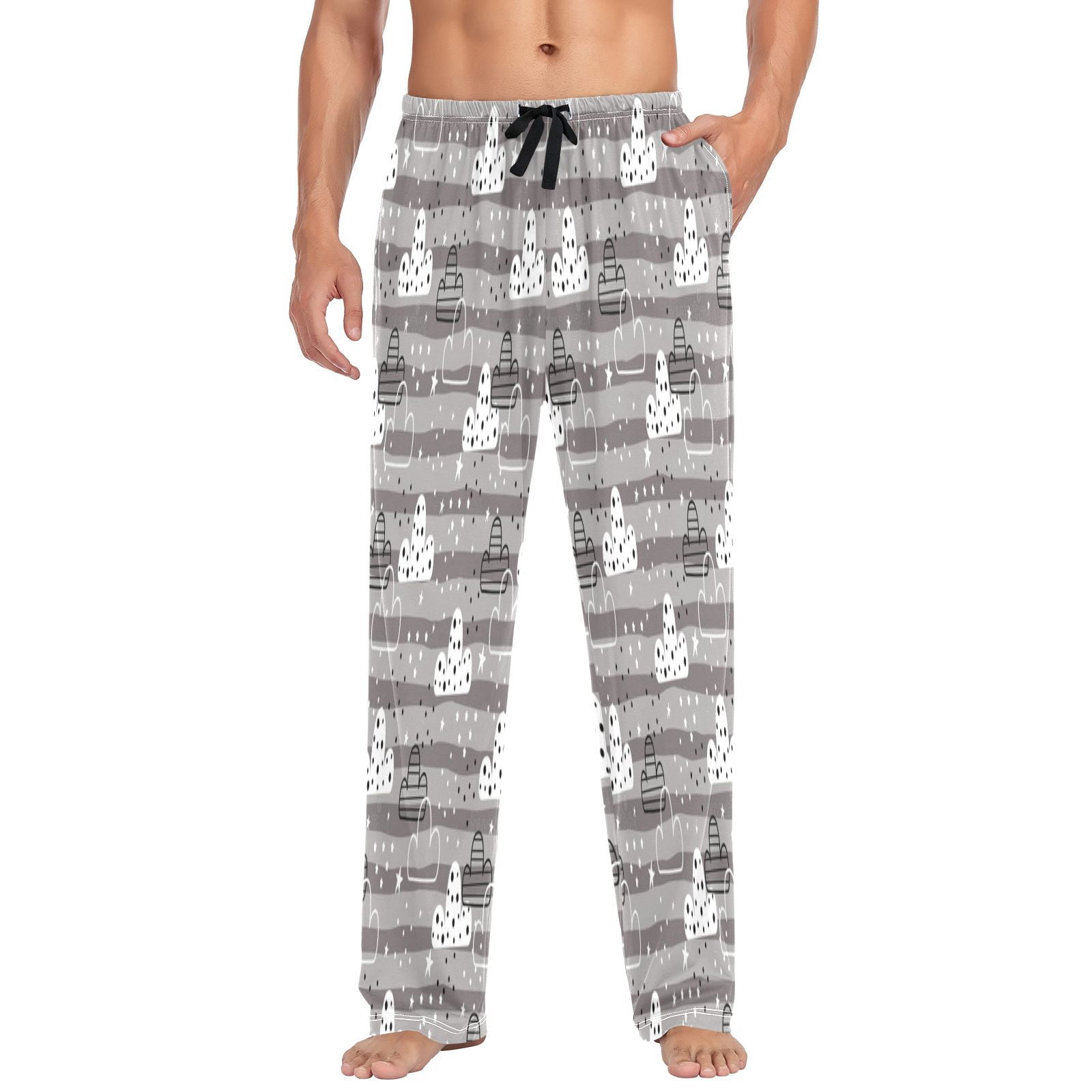 Grey clouds starry night sky Men's Pajama Pants Ultra Bottoms Sleepwear ...