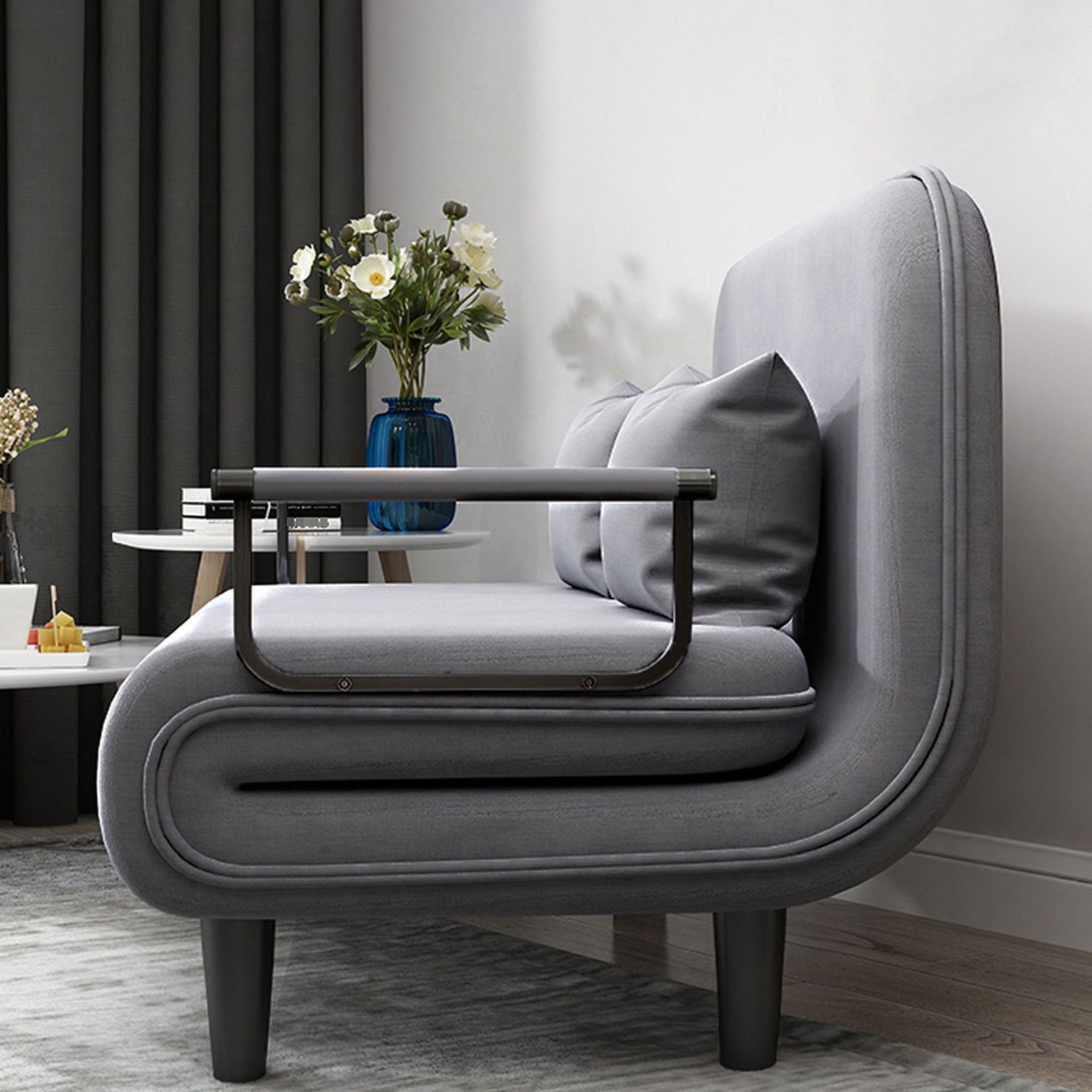 Grey convertible chair for office breaks / Durable and easy - to ...