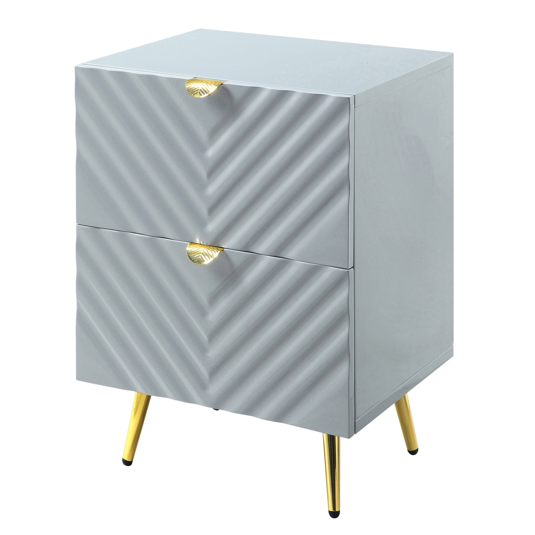 Grey high - gloss nightstand with 2 drawers and wave pattern | Bedroom ...