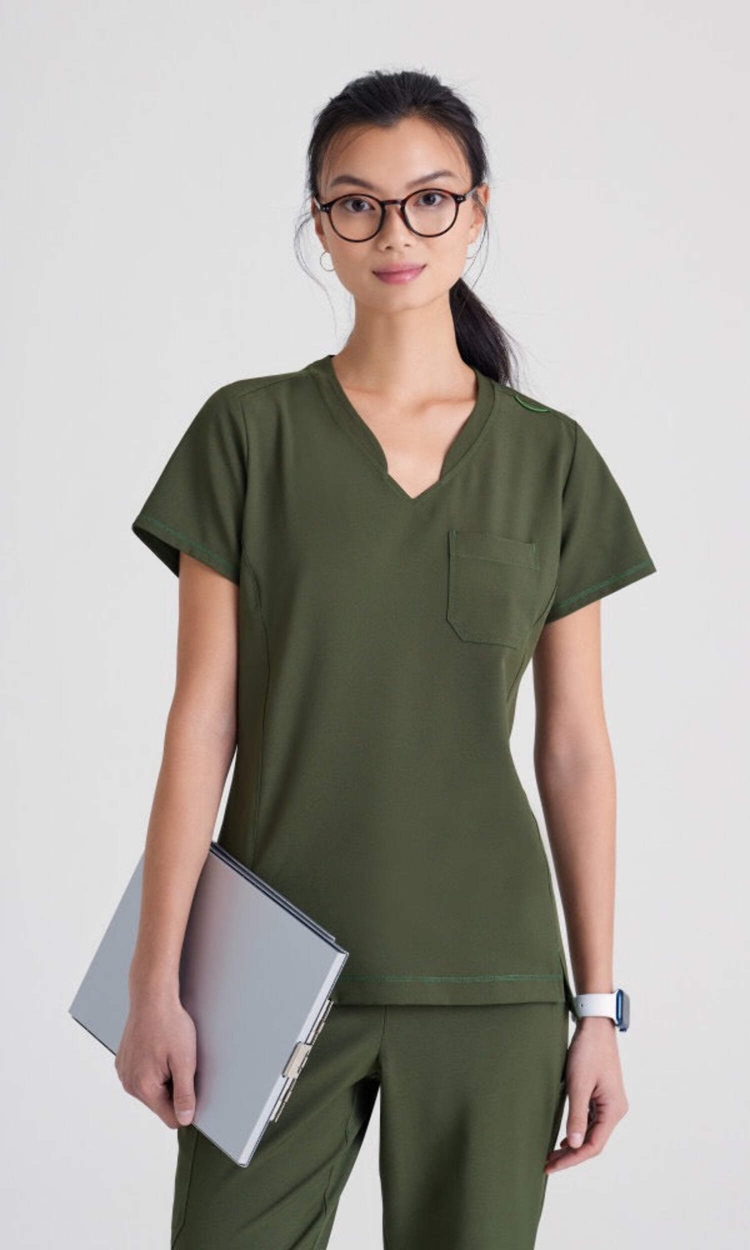 Grey's Anatomy Banded V-Neck Tuck-In Top - Walmart.com