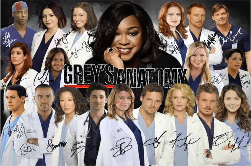 Grey's Anatomy character signatures poster 24 x 36 Inch Poster ...