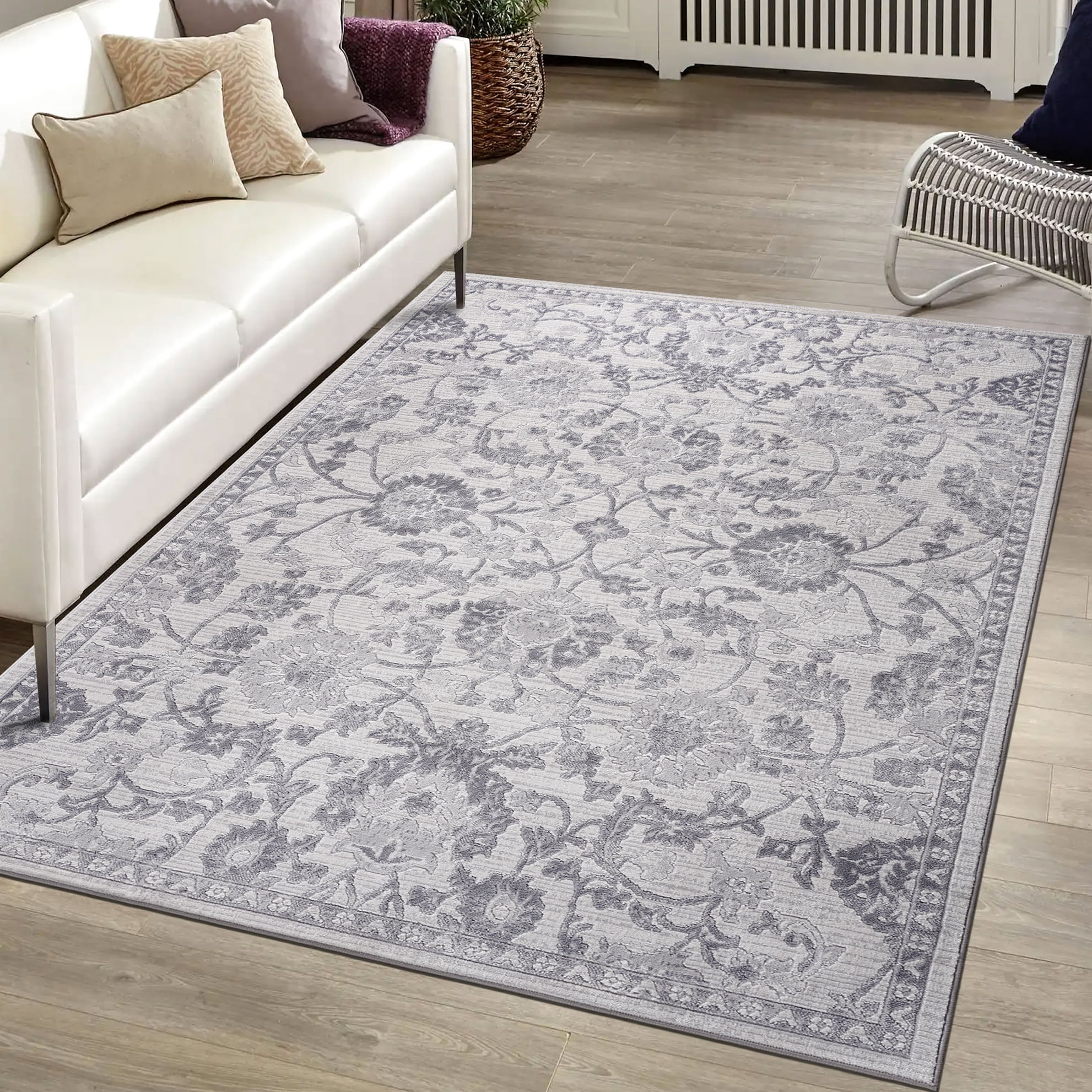 Grey/silver/ Living Area Floor Mat - Non-shedding, Stain , For Bedroom ...