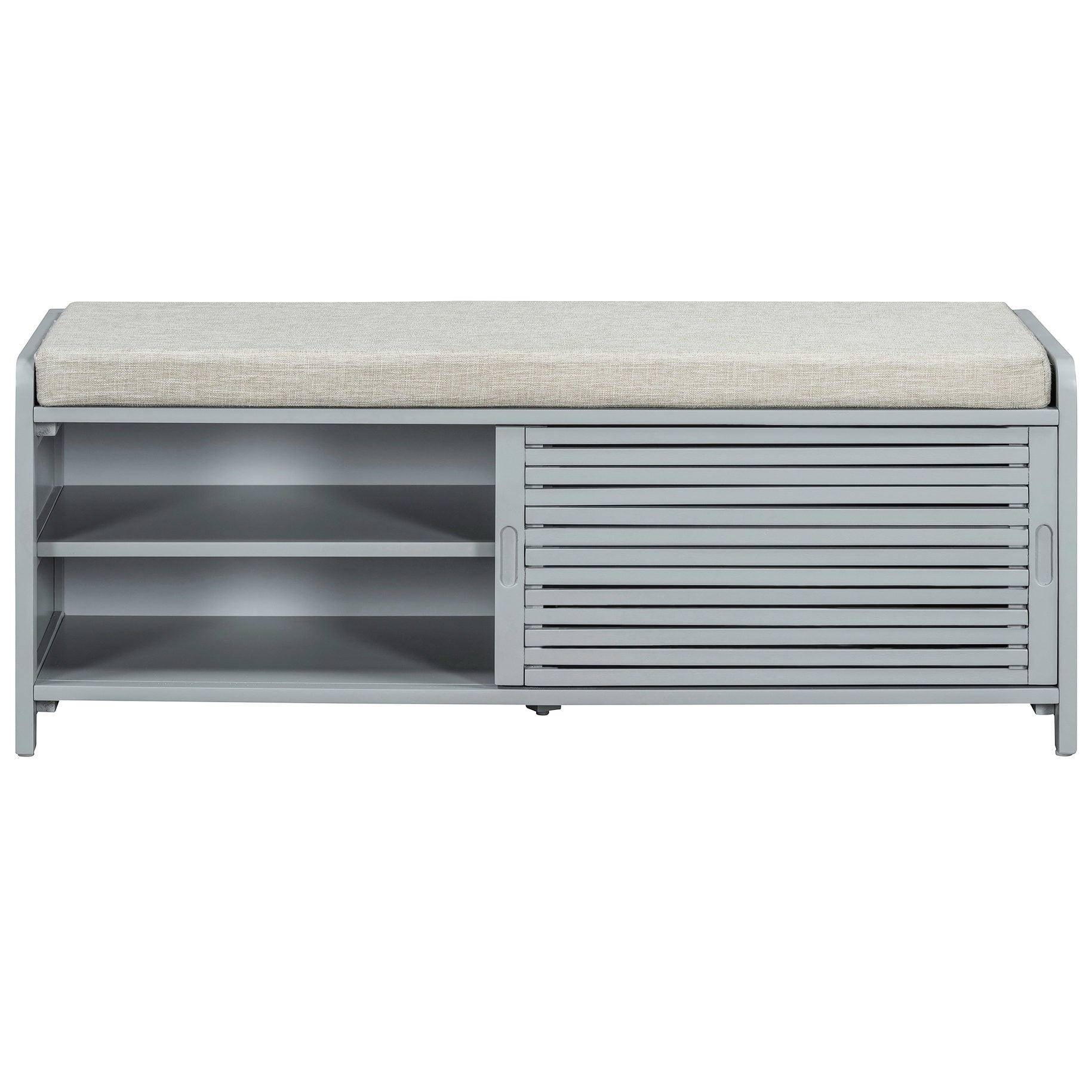 Grey storage bench with classic shutter design and high - quality MDF ...