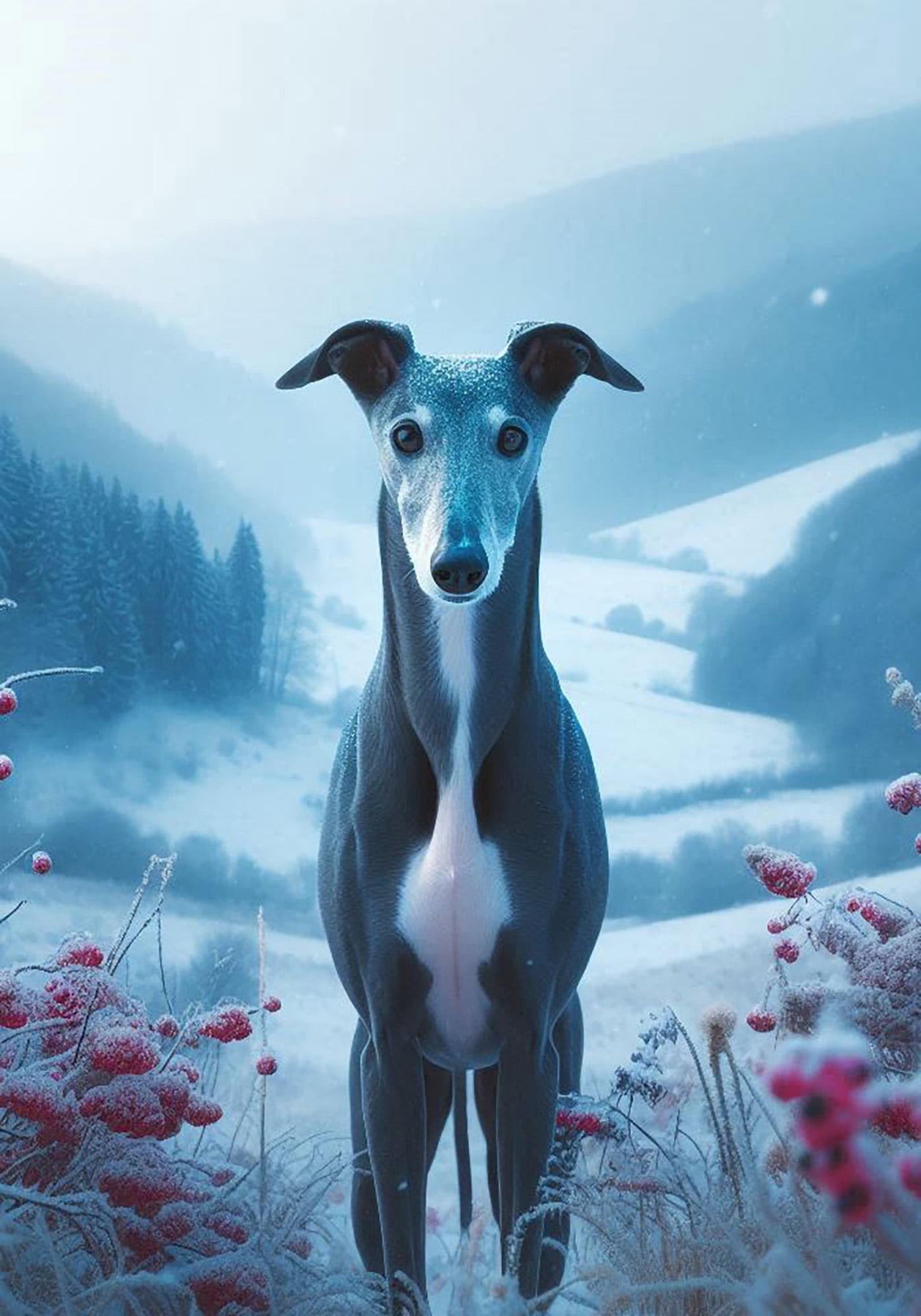 Greyhound Blue - Best of Breed DCR Winter Berries Garden Flag 12" x 17 ...