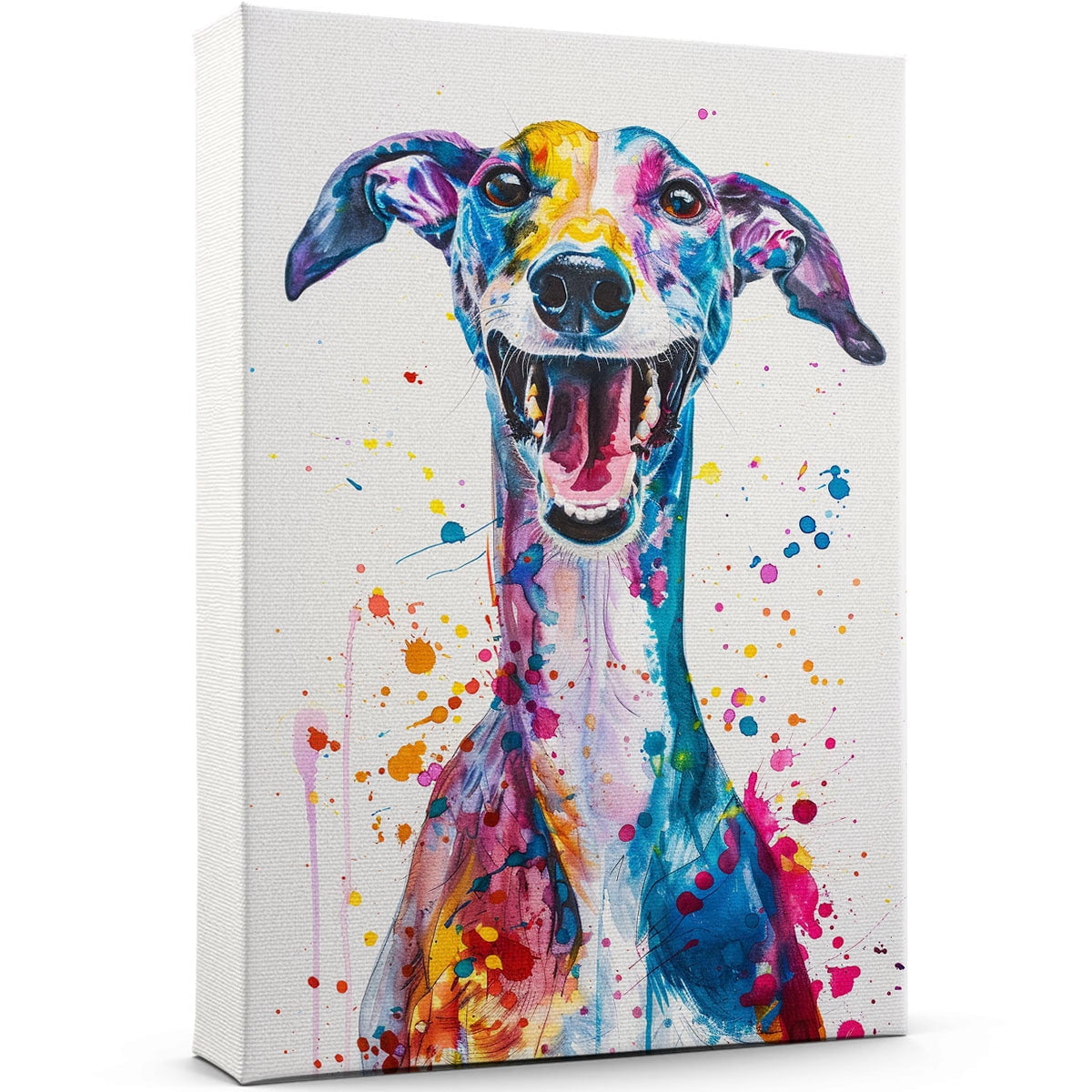 Greyhound Canvas Wall Art, Modern Cute Colorful Greyhound Canvas Dog ...