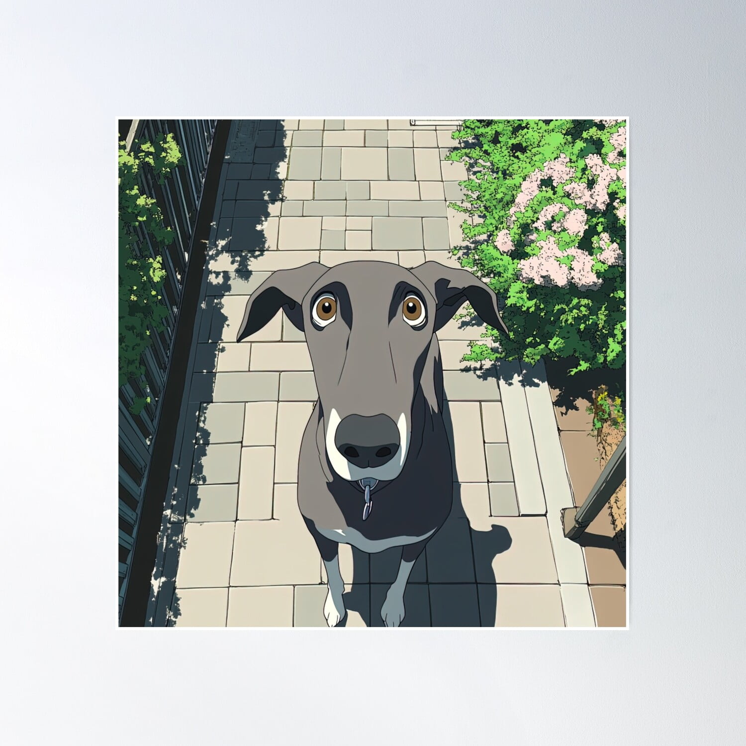 Greyhound Dog | Anime Style Poster Wall Art, Modern Wall Decor, 16x16 ...