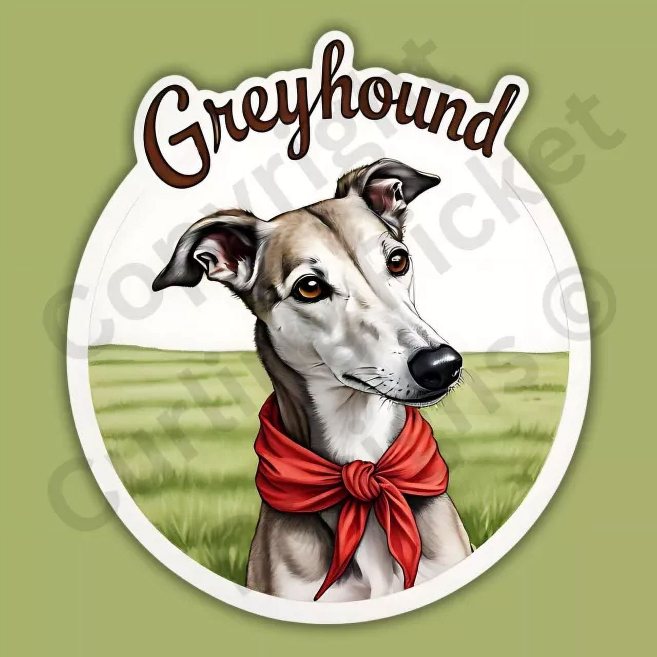 Greyhound Dog Breed Wearing Bandana Cute Sticker Phone Decal Water ...