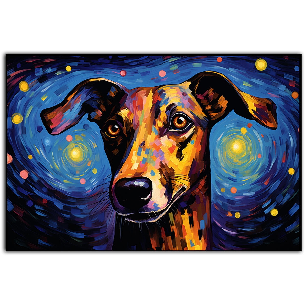 Greyhound Dog Canvas Prints of Starry Night Paintings Wall Decor ...