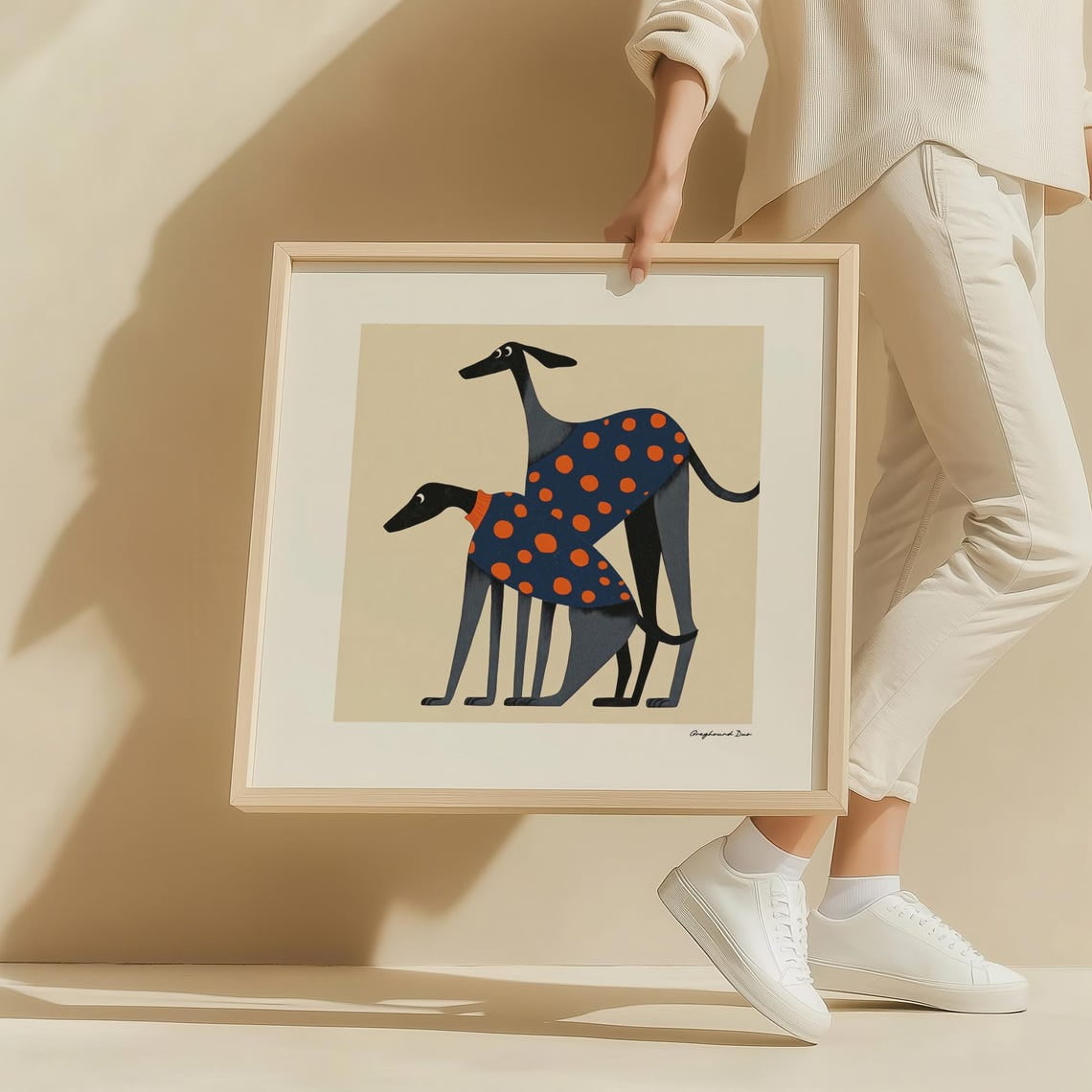 Greyhound Dog Print Polka Dot Art Whimsical Pet Poster For Dog Lovers ...