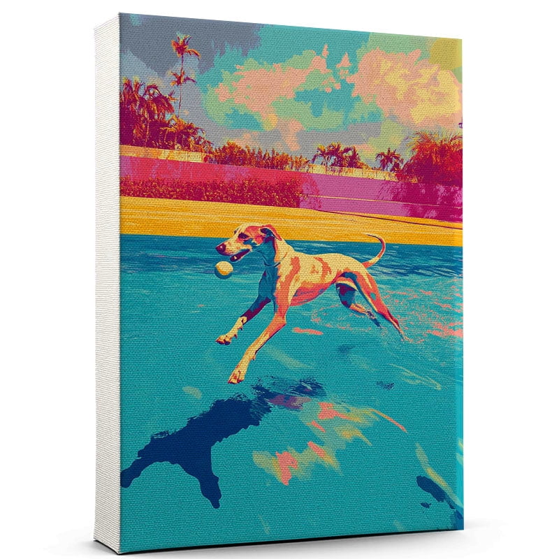 Greyhound Dog Swimming Stretched Canvas Size 8x12 – Funny Greyhound Dog ...
