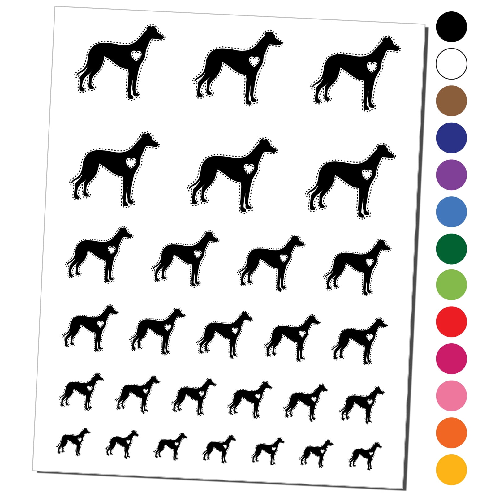 Greyhound Dog with Heart Water Resistant Temporary Tattoo Set Fake Body ...